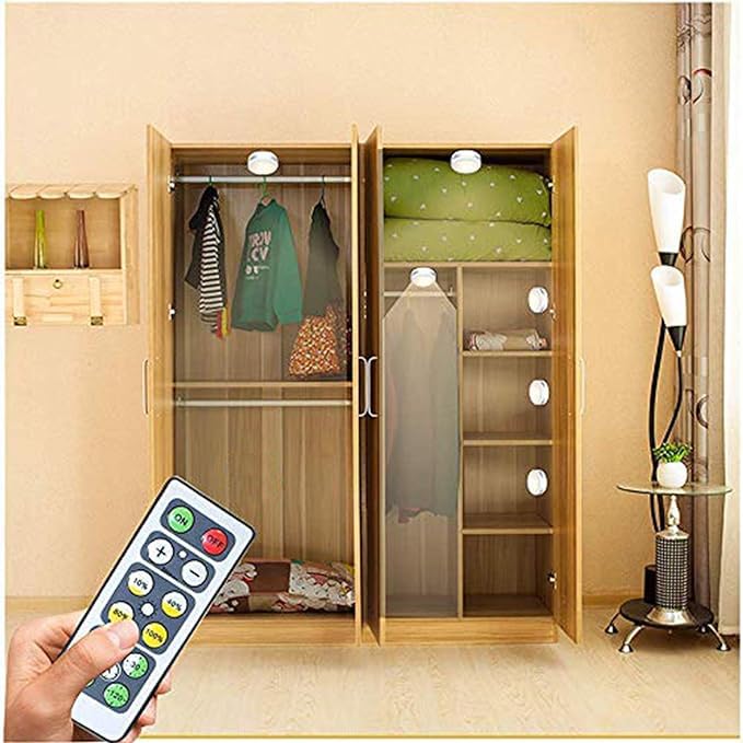 Puck Lights with Remote, Starxing Wireless Led Puck Lights Battery Operated, Led Puck Lights with Remote Control, Led Under Cabinet Lighting, Dimmable Closet Light Battery Powered (Natural White 6PK)