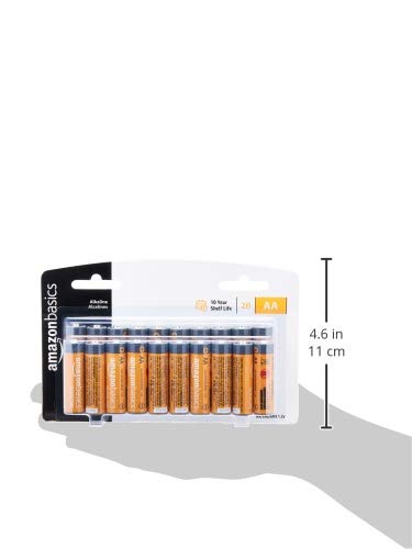 Amazon Basics 20 Pack AA Alkaline Batteries - Blister Packaging
