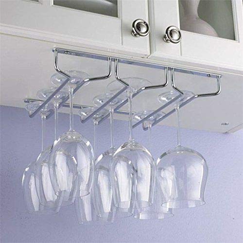 HUJI Durable Under Cabinet Stemware Rack Storage Organization (1 Pack, Chrome)