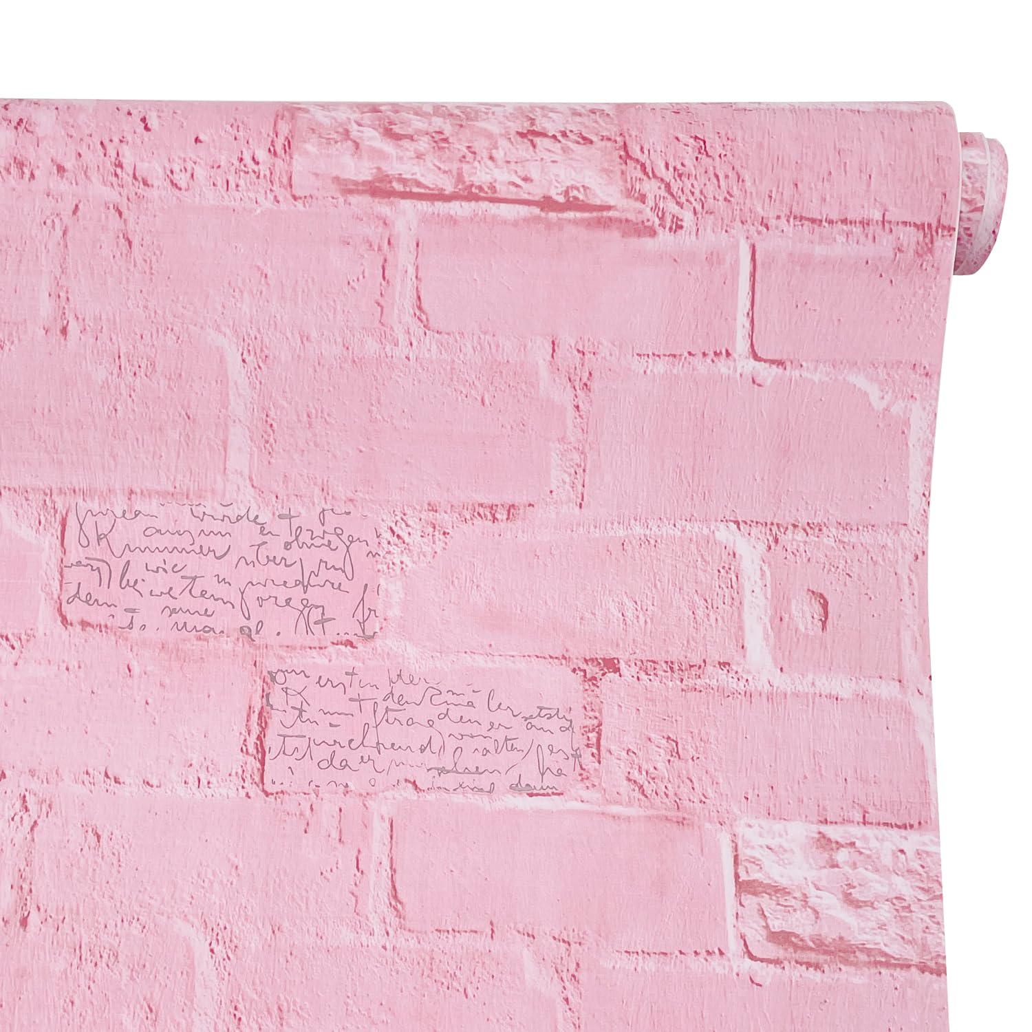 LovingWay English Quotes Drawer Liner 17.7x177 Inch Decor Classroom Wall Easy-to-Install PVC Corner Shelving Paper Pink Bricks