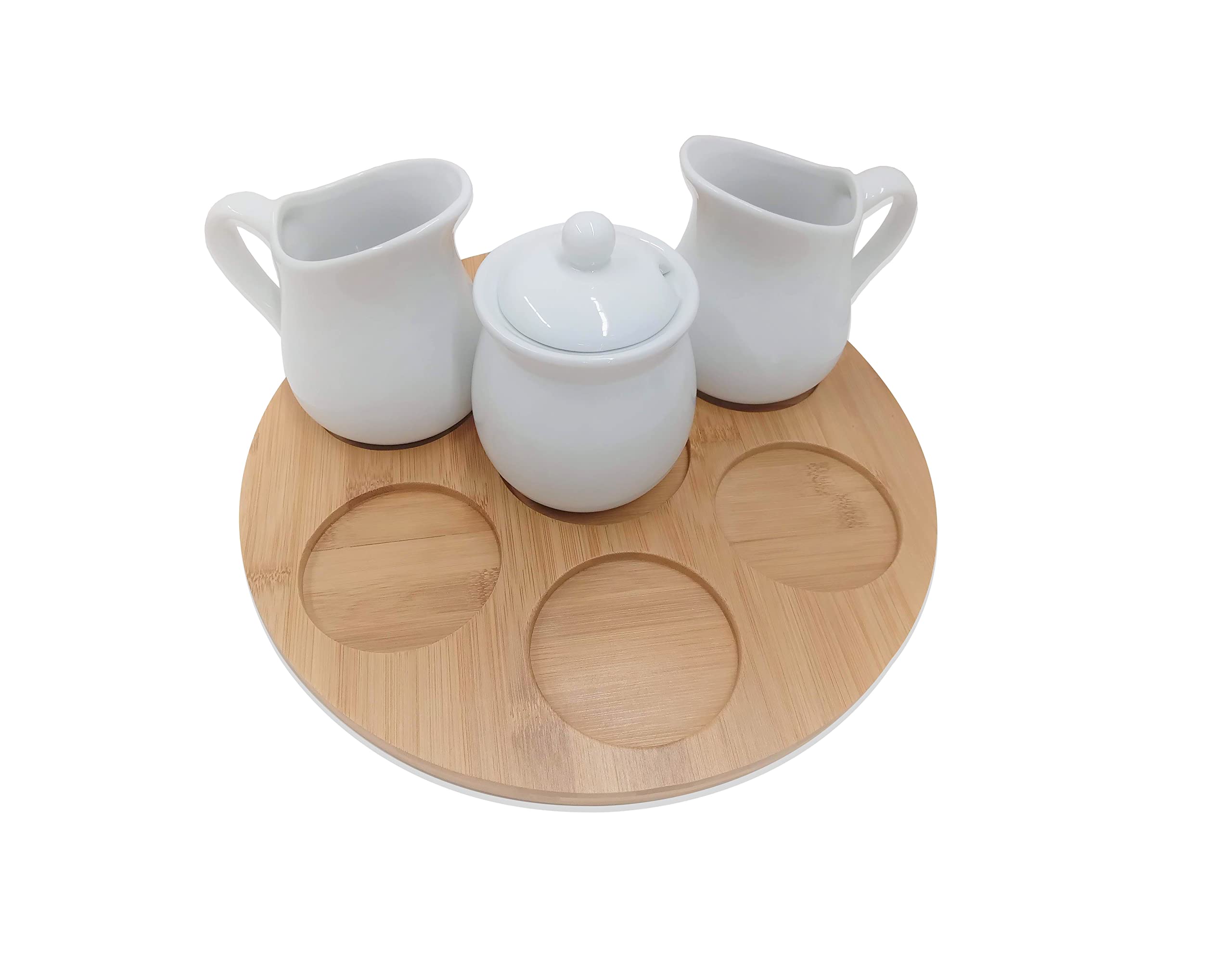 Coffee Syrup Rack, Bottle Display, 12" Bamboo Lazy Susan, No Plastic Both Sides Wooden Tray for Cupcake Bottle of Wine Sauce, Spice Organizer, Rotating Turntable Countertop Wooden Tray