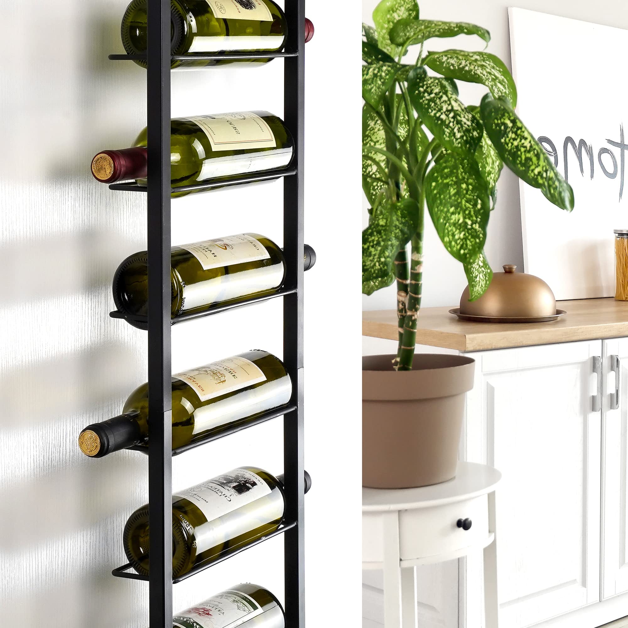 Wall Mount Wine Rack Holder for 10 Wine Bottles (Iron/4ft) Morden Wine Rack Organizer Wine Storage Display Holder for Kitchen Dining Room Bar