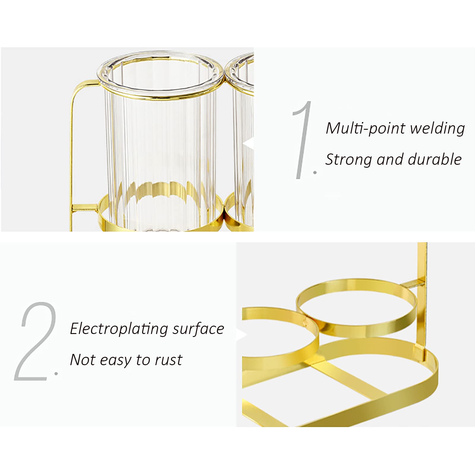 Kitchen Utensil Caddy, Plastic Draining Chopstick Cage Silverware Caddy for Party, Utensil Holder Flatware Caddy Cutlery Storage Organizer for Kitchen Decor and Countertop, Gold & White