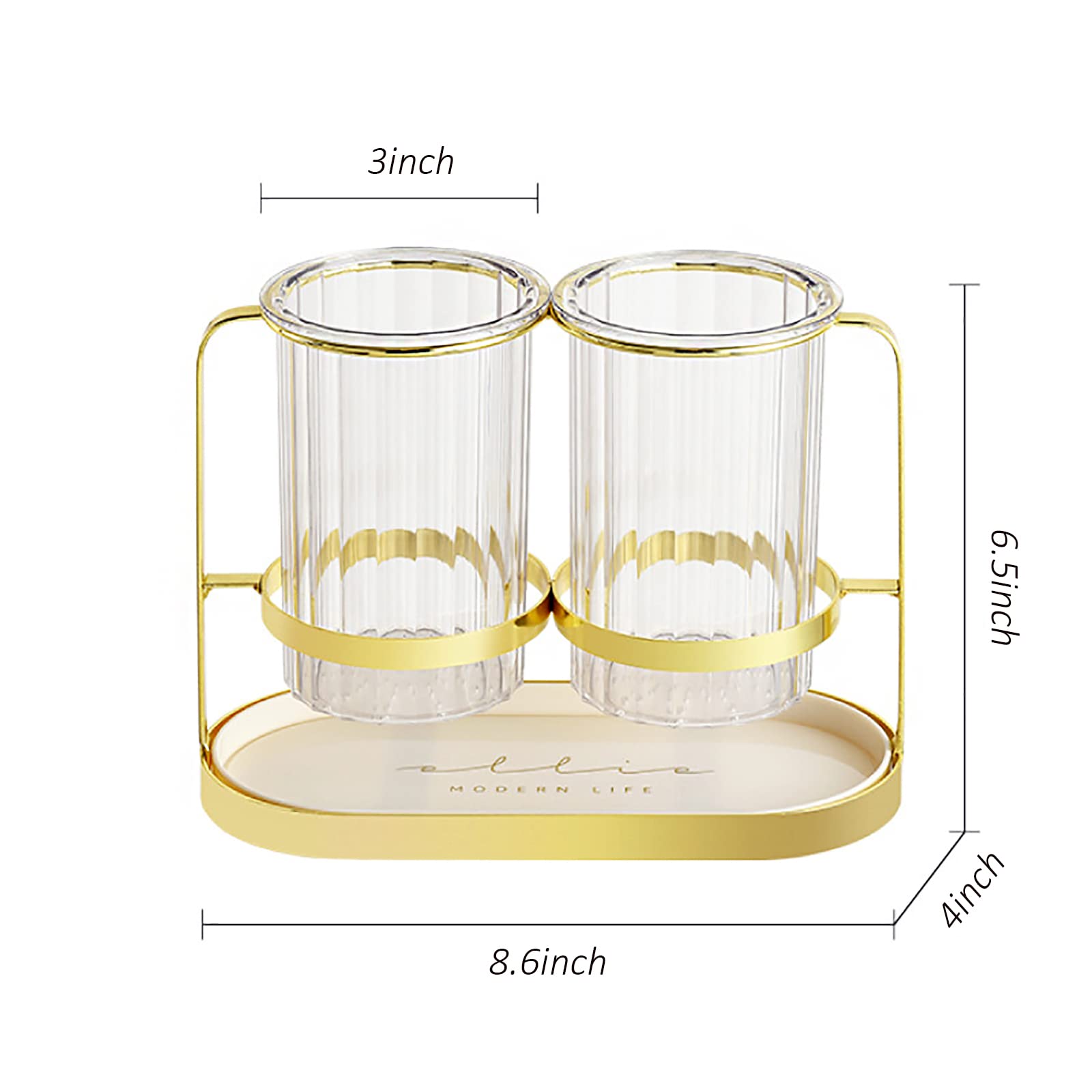 Kitchen Utensil Caddy, Plastic Draining Chopstick Cage Silverware Caddy for Party, Utensil Holder Flatware Caddy Cutlery Storage Organizer for Kitchen Decor and Countertop, Gold & White