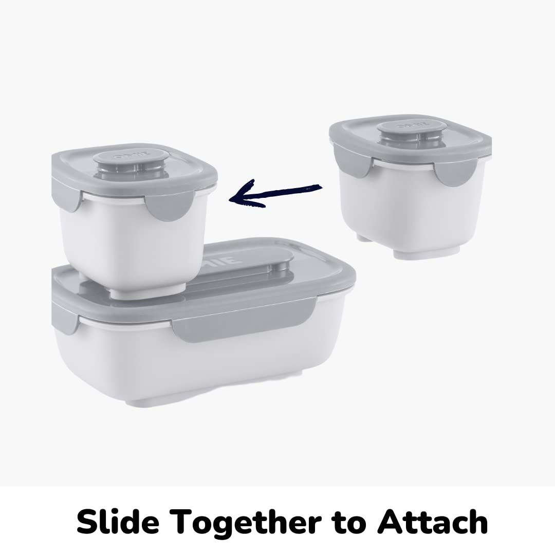 Connecting Bento Box Food Storage Containers | OmieBox OmieGo | Snack Container, Meal Prep, Leak Proof Airtight Food Storage, Adult Lunch Box