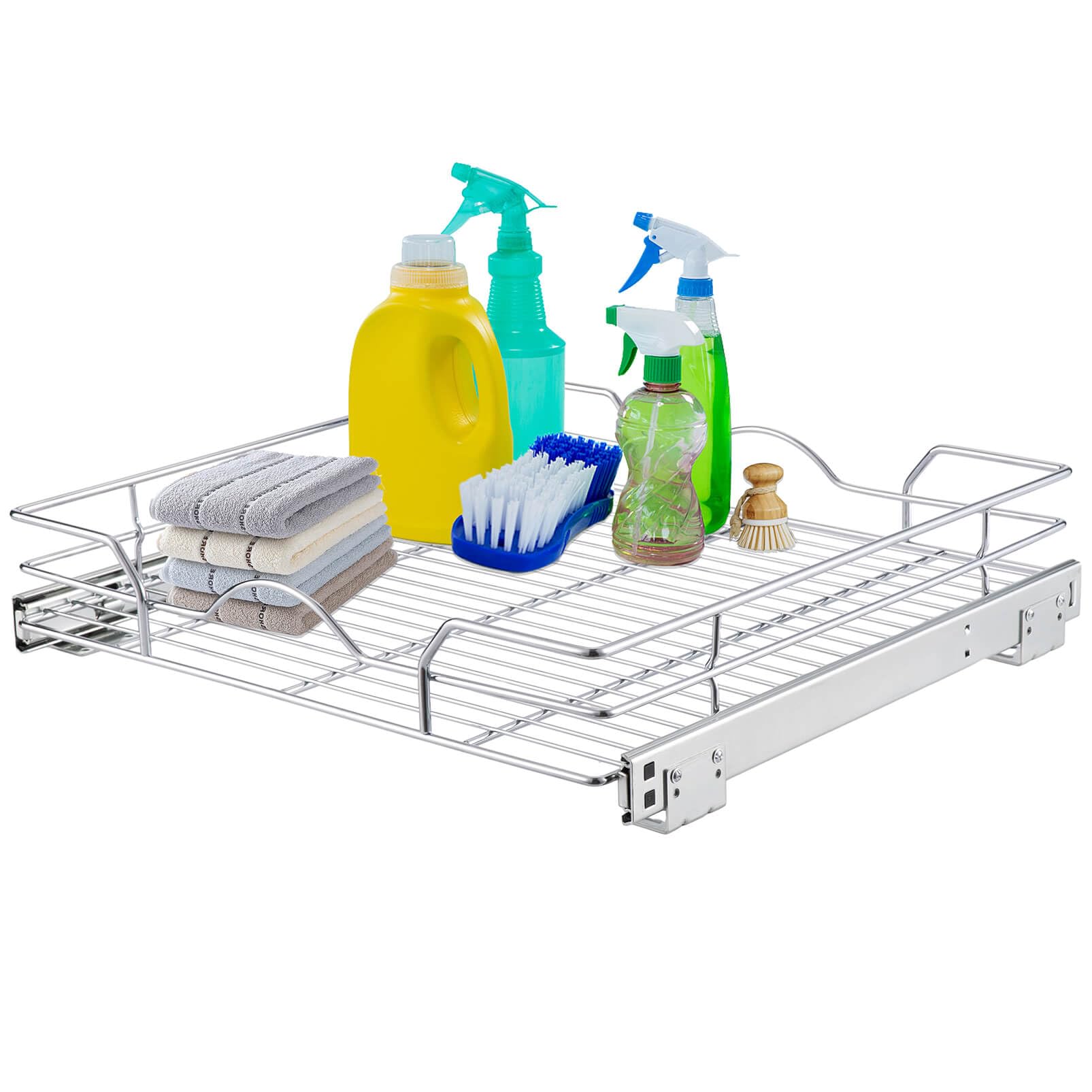 OCG Pull Out Cabinet Organizer (11" W x 21" D), Pull out Drawers for Kitchen Cabinets, Pull Out Shelves for Base Cabinet Organization in Kitchen Bathroom Pantry, Chrome Finish