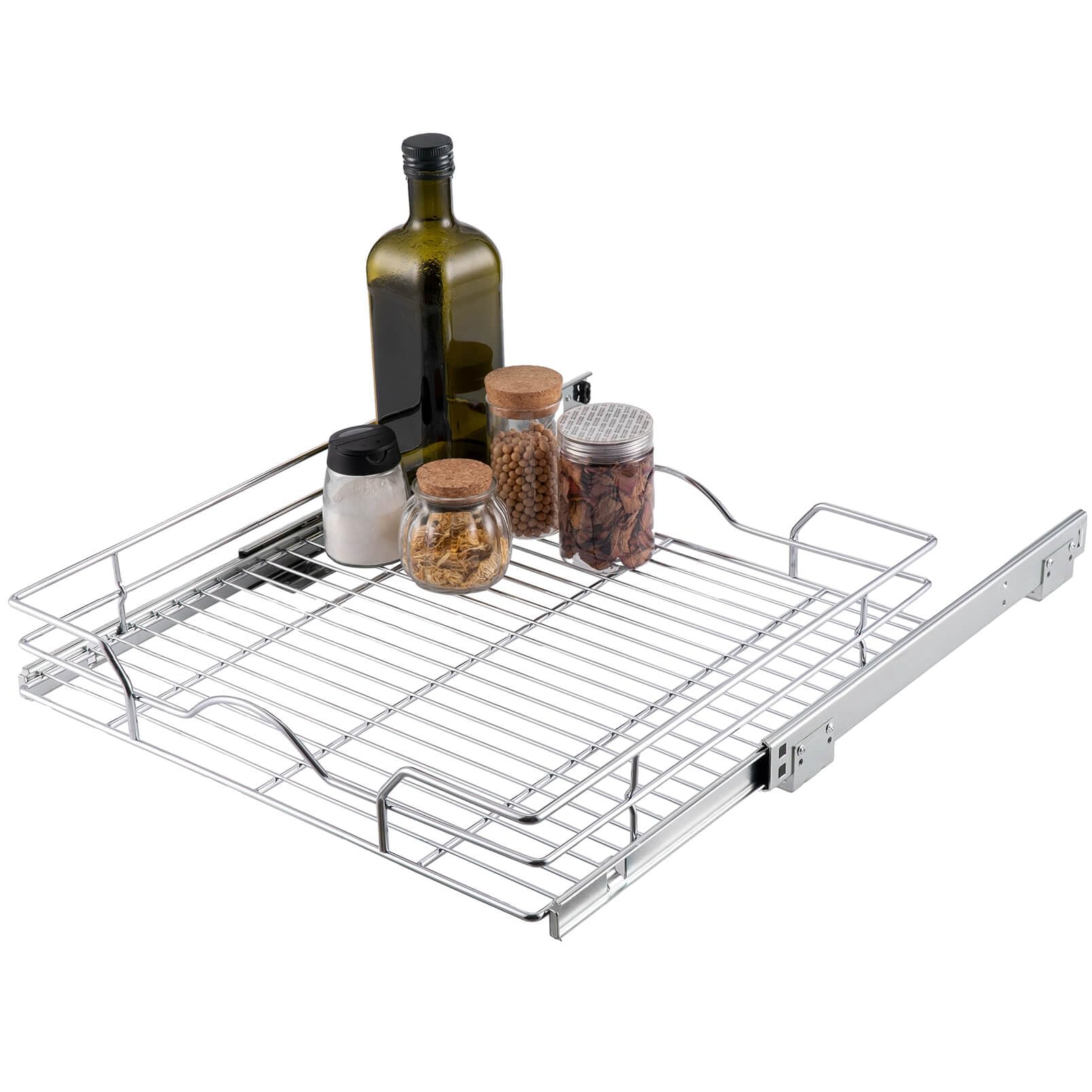 OCG Pull Out Cabinet Organizer (11" W x 21" D), Pull out Drawers for Kitchen Cabinets, Pull Out Shelves for Base Cabinet Organization in Kitchen Bathroom Pantry, Chrome Finish