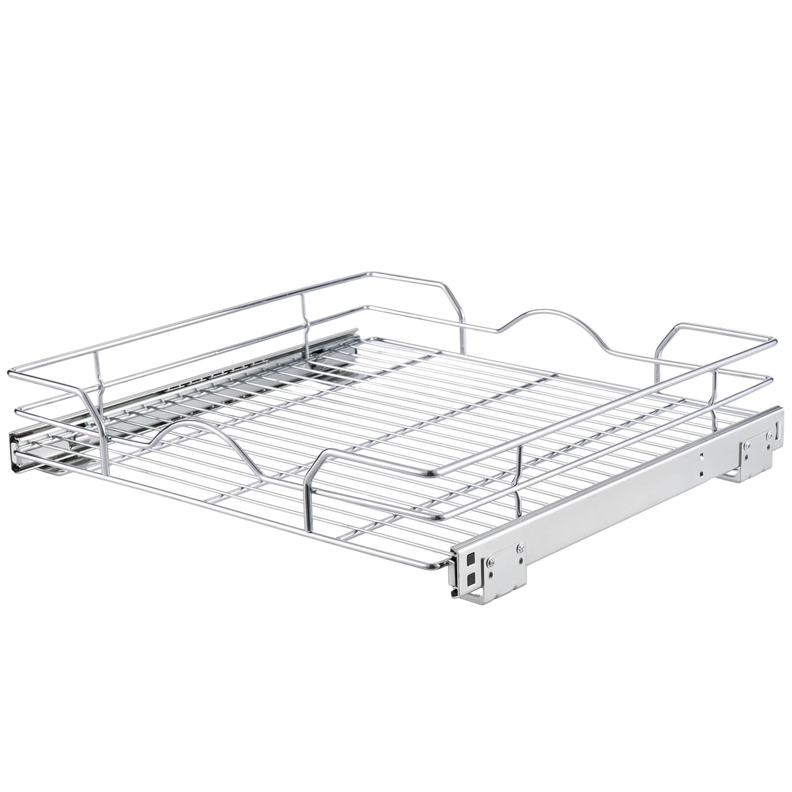 OCG Pull Out Cabinet Organizer (11" W x 21" D), Pull out Drawers for Kitchen Cabinets, Pull Out Shelves for Base Cabinet Organization in Kitchen Bathroom Pantry, Chrome Finish