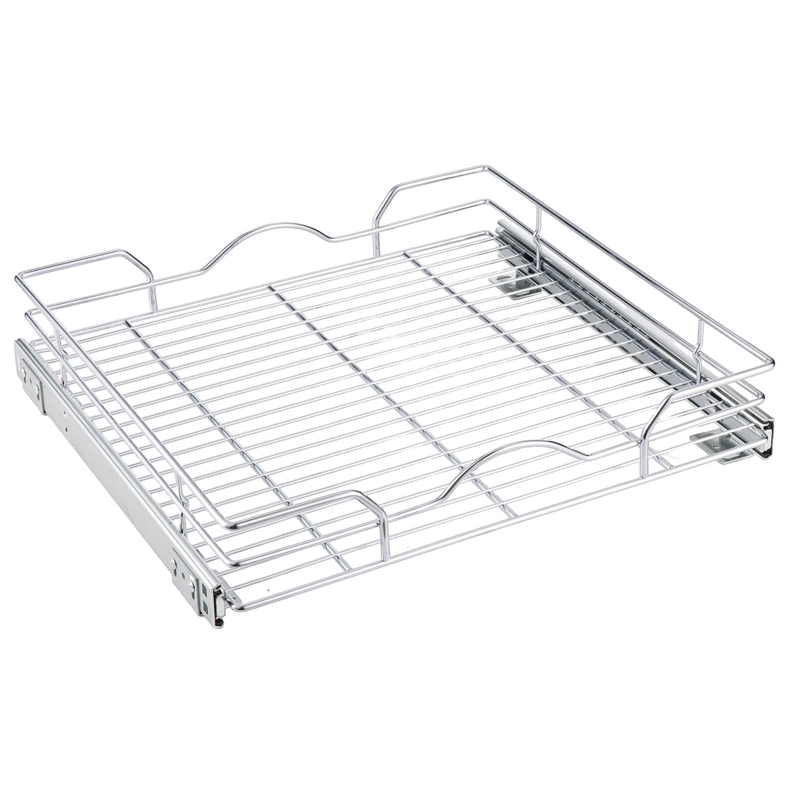 OCG Pull Out Cabinet Organizer (11" W x 21" D), Pull out Drawers for Kitchen Cabinets, Pull Out Shelves for Base Cabinet Organization in Kitchen Bathroom Pantry, Chrome Finish
