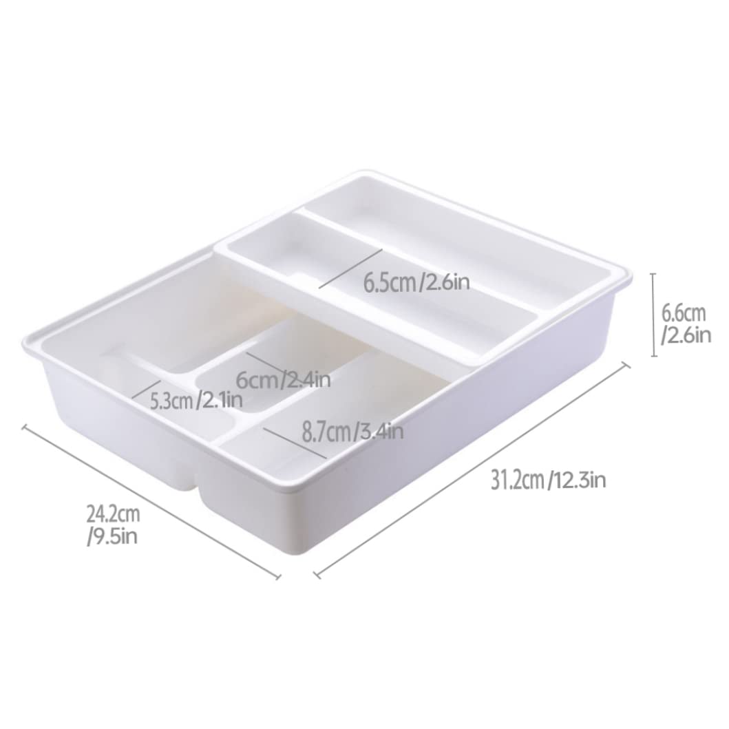 KUYYFDS Kitchen Drawer Dividers Cutlery Tray,Sliding 2-Tier Plastic Drawer Organizer for Utensils Drawer Organizers