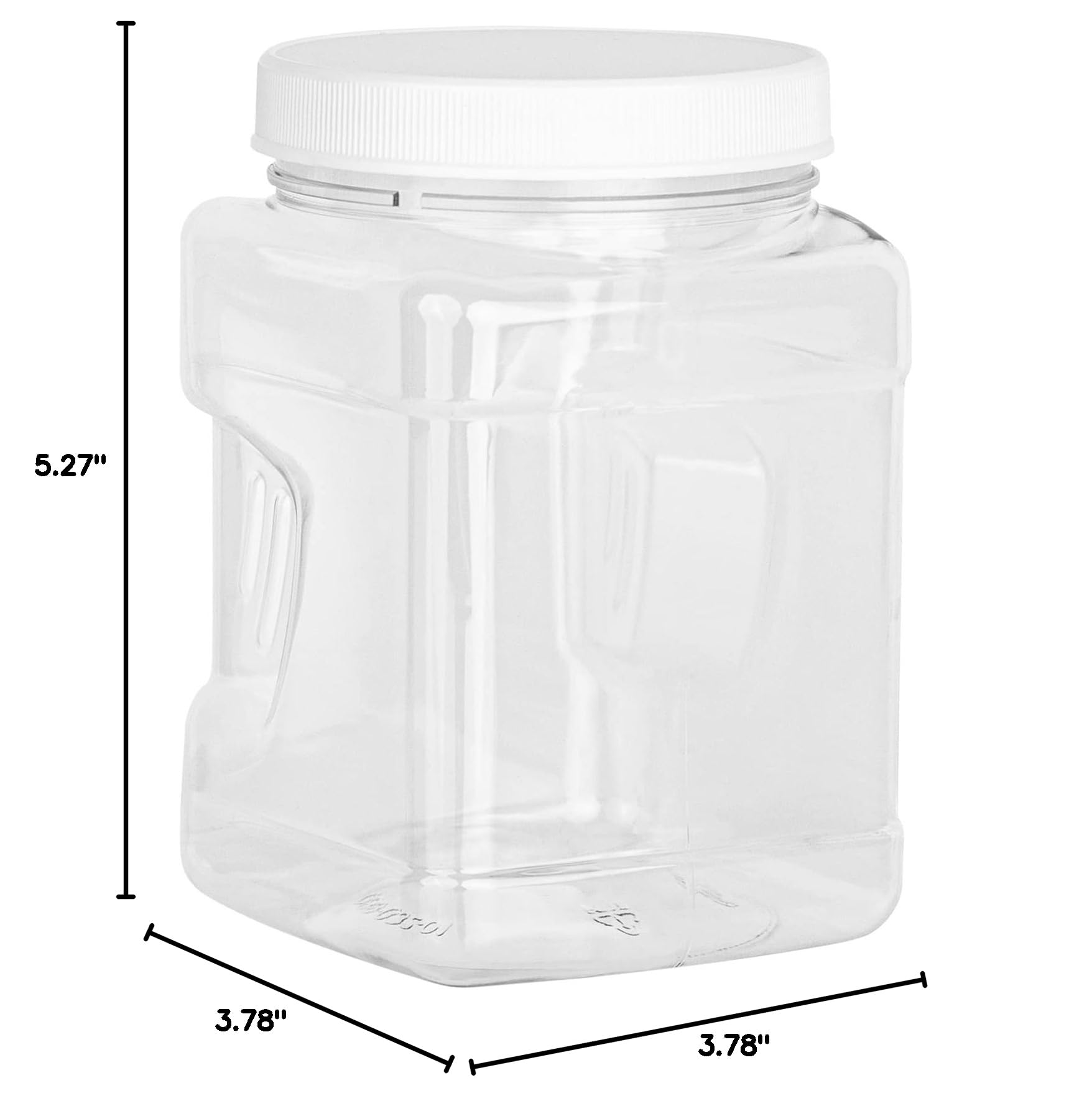 Stock Your Home Plastic Storage Jars (6 Pack) - 32 Oz Square Plastic Canisters with Lids - Shatterproof Plastic Storage Jars with Lids - Reusable Wide Mouth Clear Plastic Containers with Lids