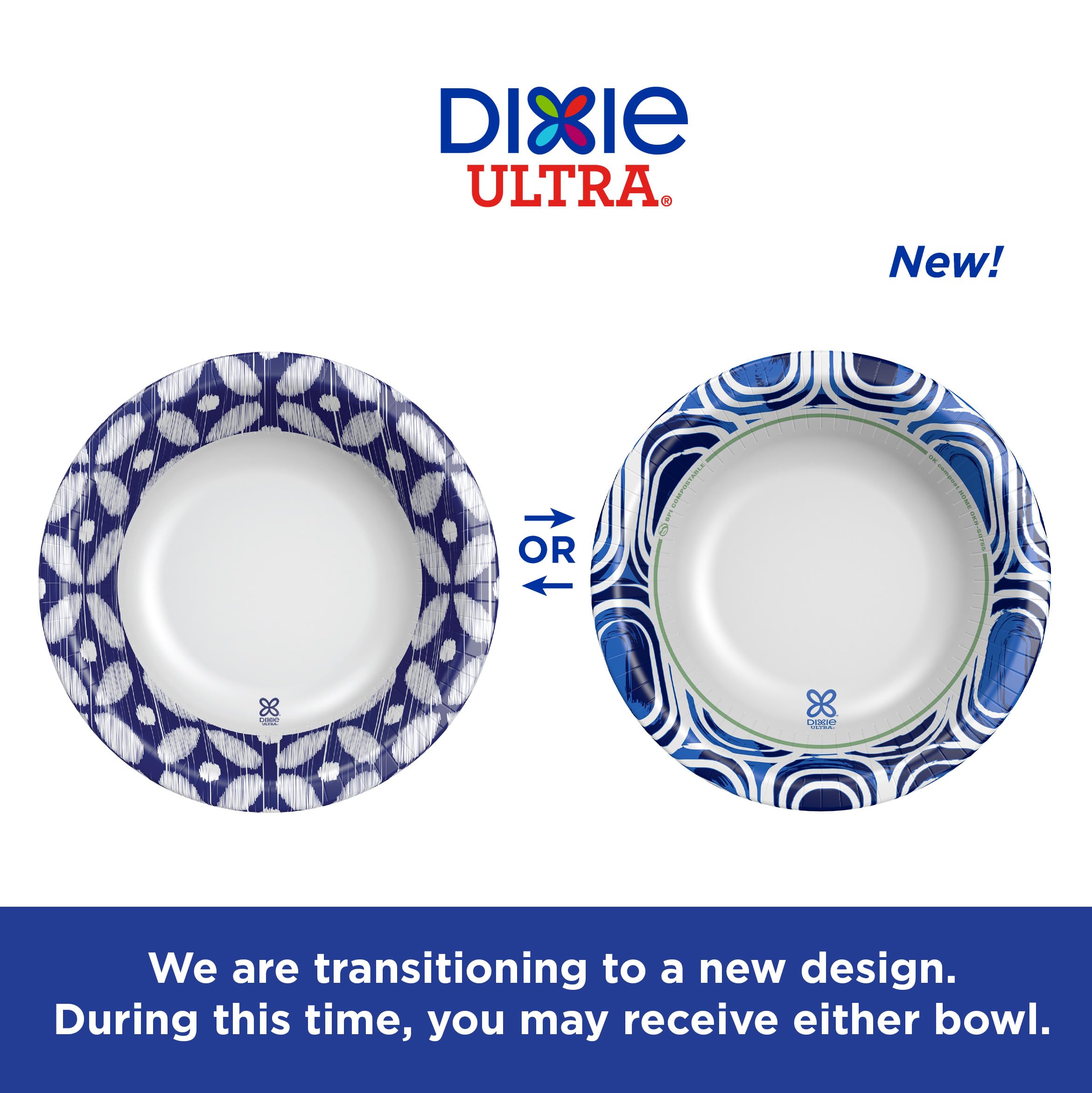 Dixie Ultra Disposable Paper Bowls, 20oz, Dinner or Lunch Size Printed Disposable Bowls, Packaging and Design May Vary, 26 Count (Pack of 6)