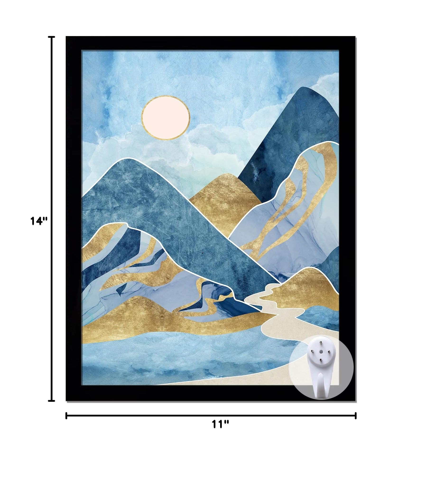 Black Poster Frame, 11x14 Picture Frame for Photo Collage Canvas Display Horizontally or Vertically with Hoops(Size 11 x 14 inches)