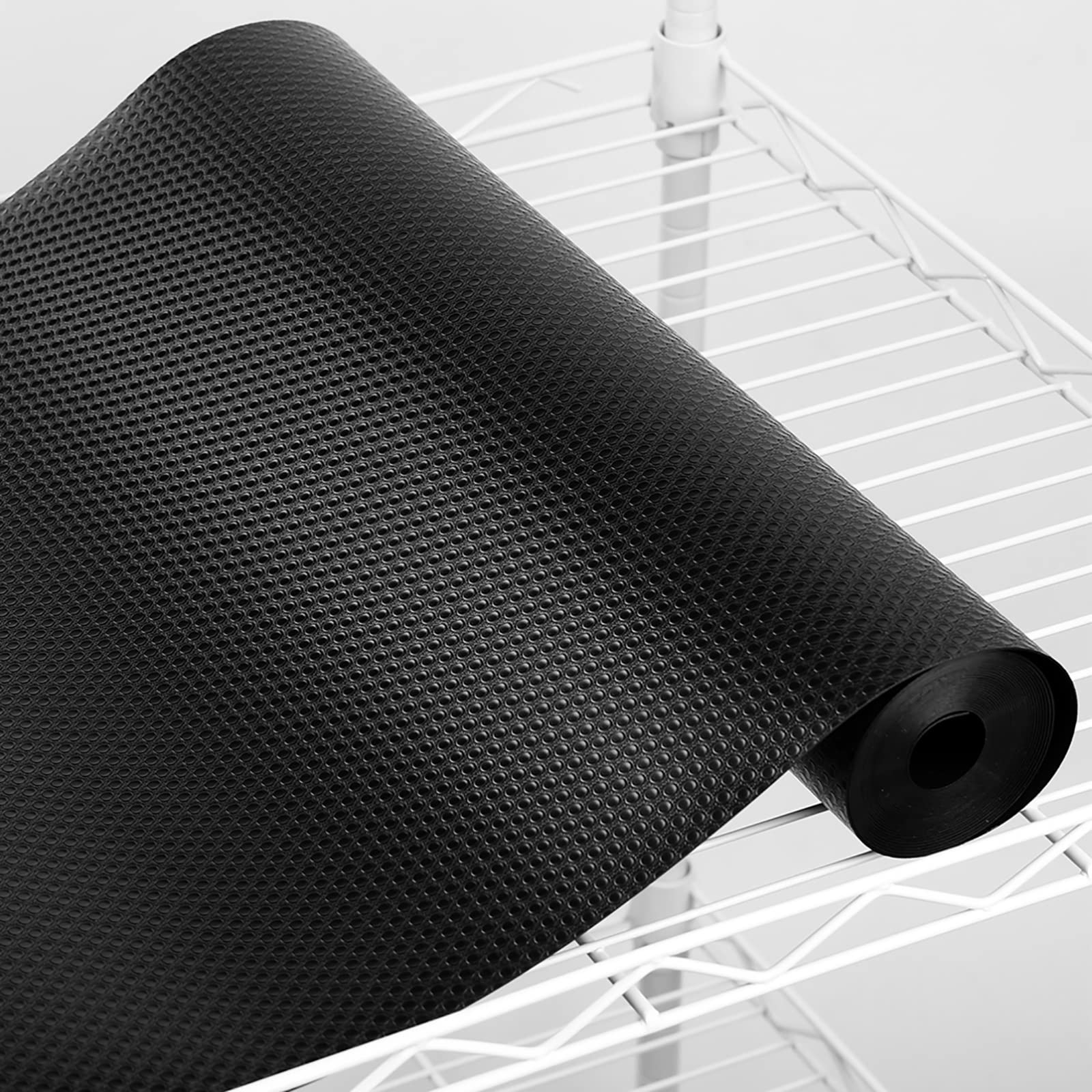 Pantry Shelf Liners for Wire Shelving - Thick Shelf Liner Roll 14 INCH x 15 FEET, EVA Waterproof Janeart Kitchen Liner, Non-Adhesive Cabinet Liner, Easy to Trim Durable Drawer Liner (Black)