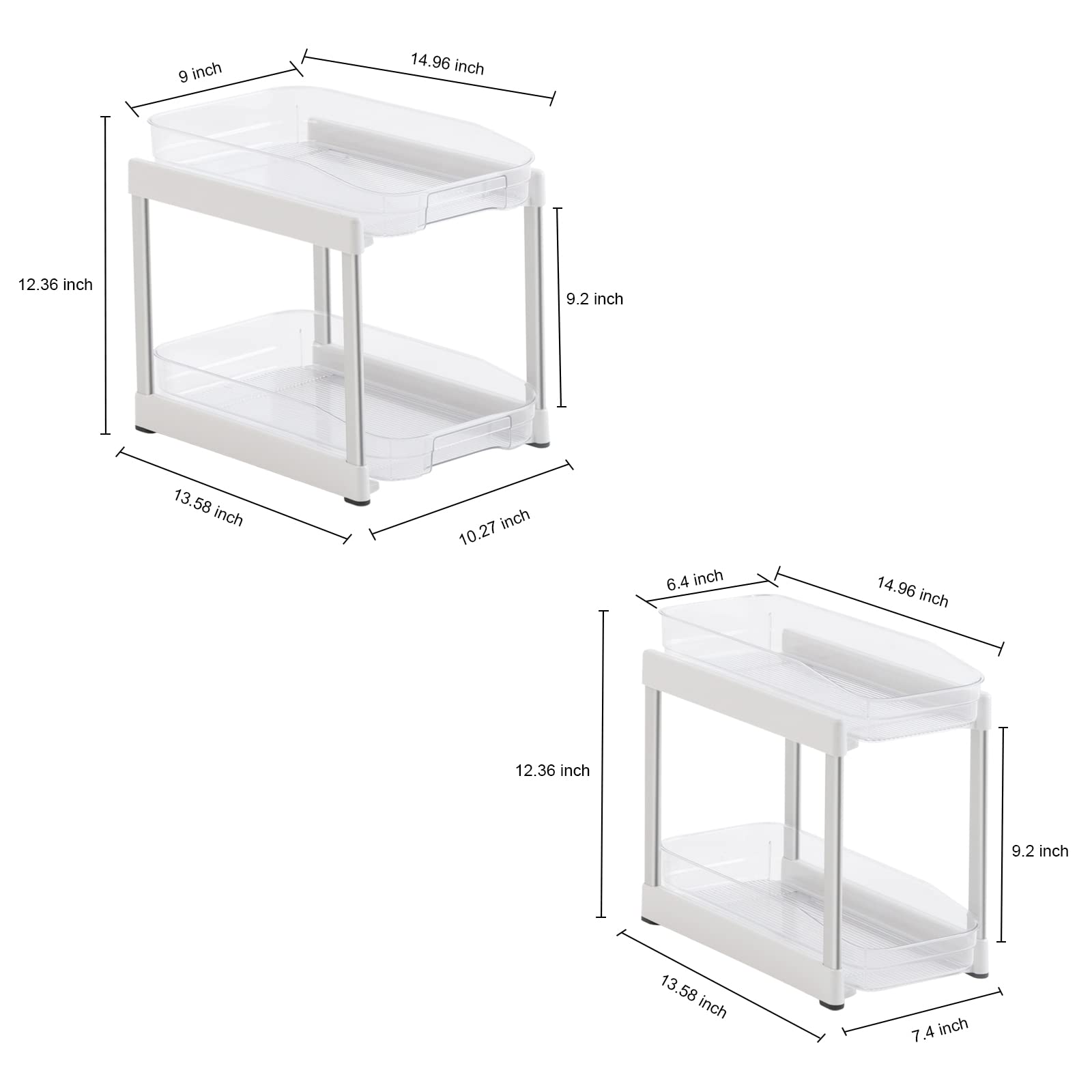 Under Sink Organizer, Bathroom Organizers & Storage, 2-Tier Organizer with Clear Sliding Baskets & Pull Out Drawer, Shelf Holder, Under Cabinet Storage for for Kitchen,Countertop,Office(Big Size)
