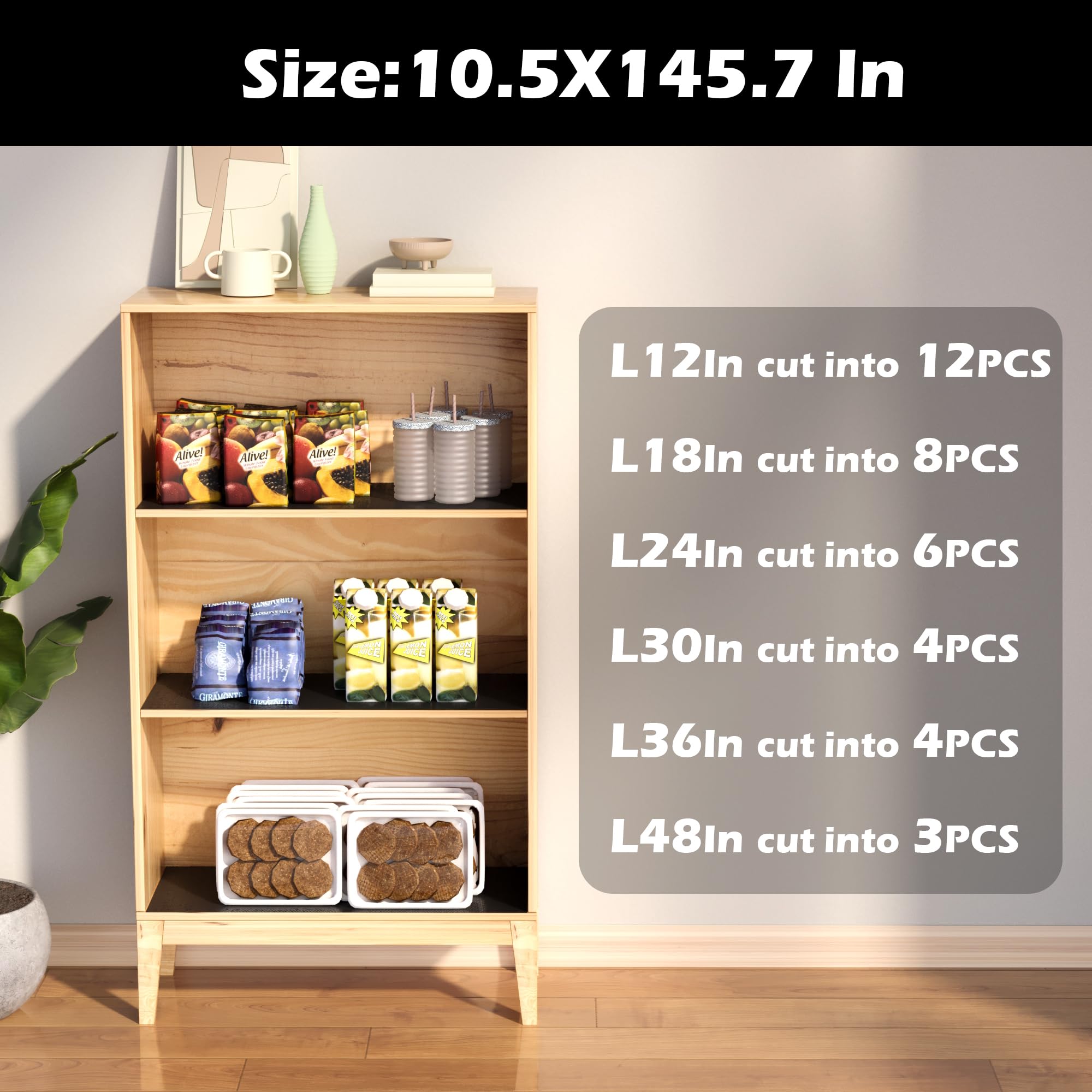 Pantry Shelf Liners for Wire Shelving - Thick Shelf Liner Roll 14 INCH x 15 FEET, EVA Waterproof Janeart Kitchen Liner, Non-Adhesive Cabinet Liner, Easy to Trim Durable Drawer Liner (Black)