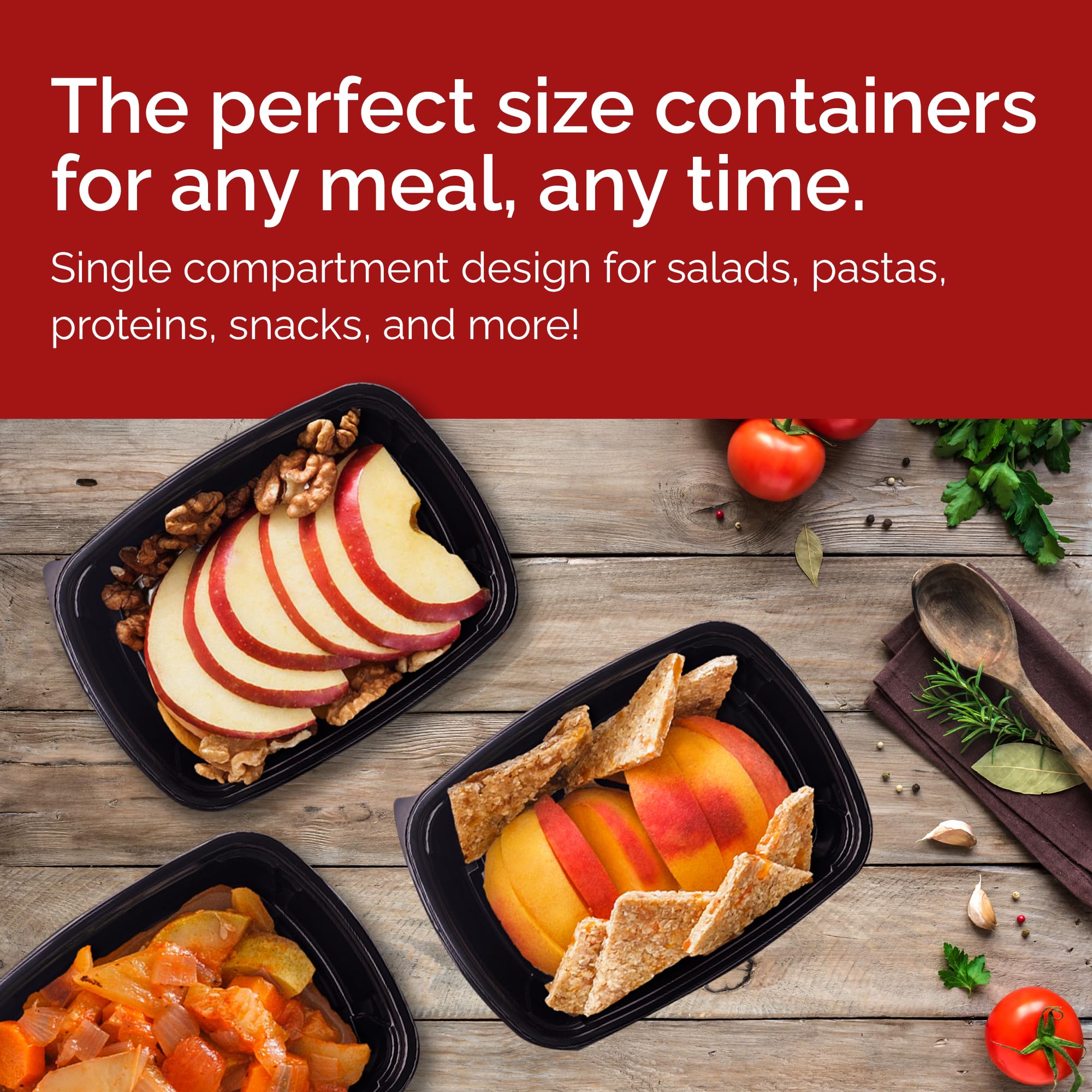Reli. (50 Pack 32 oz. Meal Prep Containers - 1 Compartment Food Containers with Lids, Stackable Microwavable Freezer Dishwasher Safe Plastic Food Storage - Black Reusable BPA Free Bento Box/Lunch Box