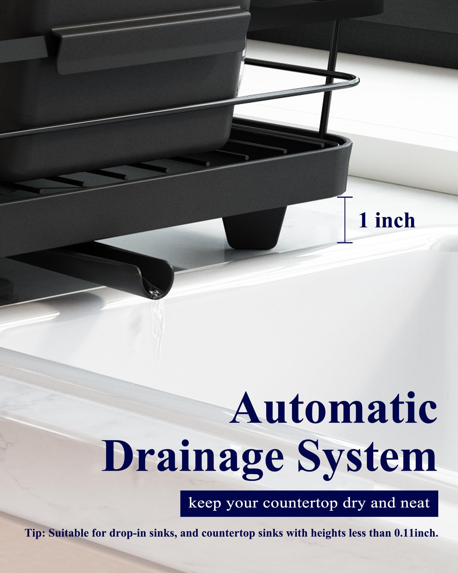 Kitsure Dish Drying Rack- Space-Saving Dish Rack, Dish Racks for Kitchen Counter, Durable Stainless Steel Kitchen Drying Rack with a Cutlery Holder, Drying Rack for Dishes, Knives, Spoons, and Forks