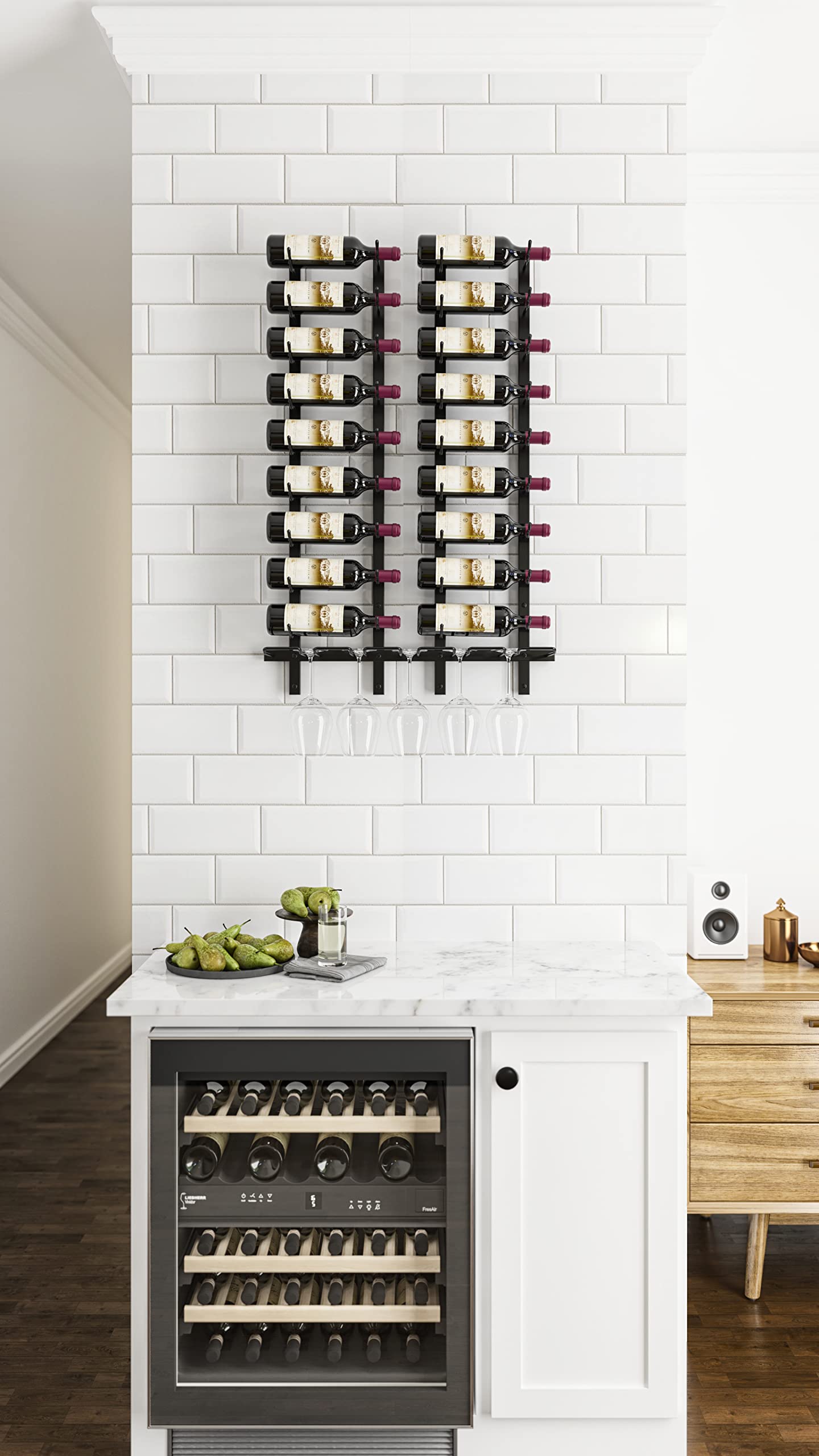 VintageView W Series Wine Rack 2 | Modern Wall Mounted Wine Storage (6 Bottles, Matte Black)