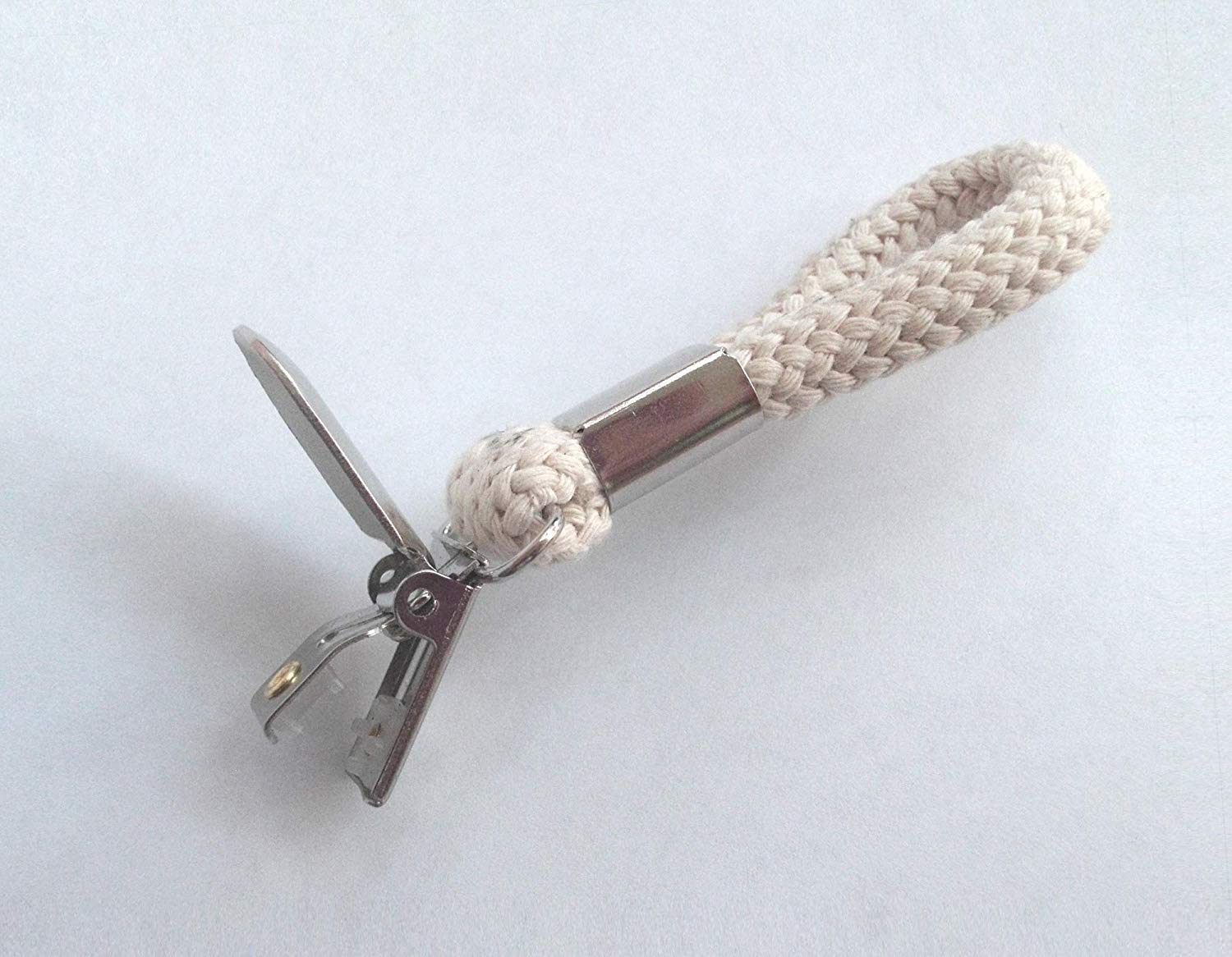 TREDONI 2 Tea Towel Clips - Cloth Hanger Holder Brackets - Braided Cotton Loop, Ivory