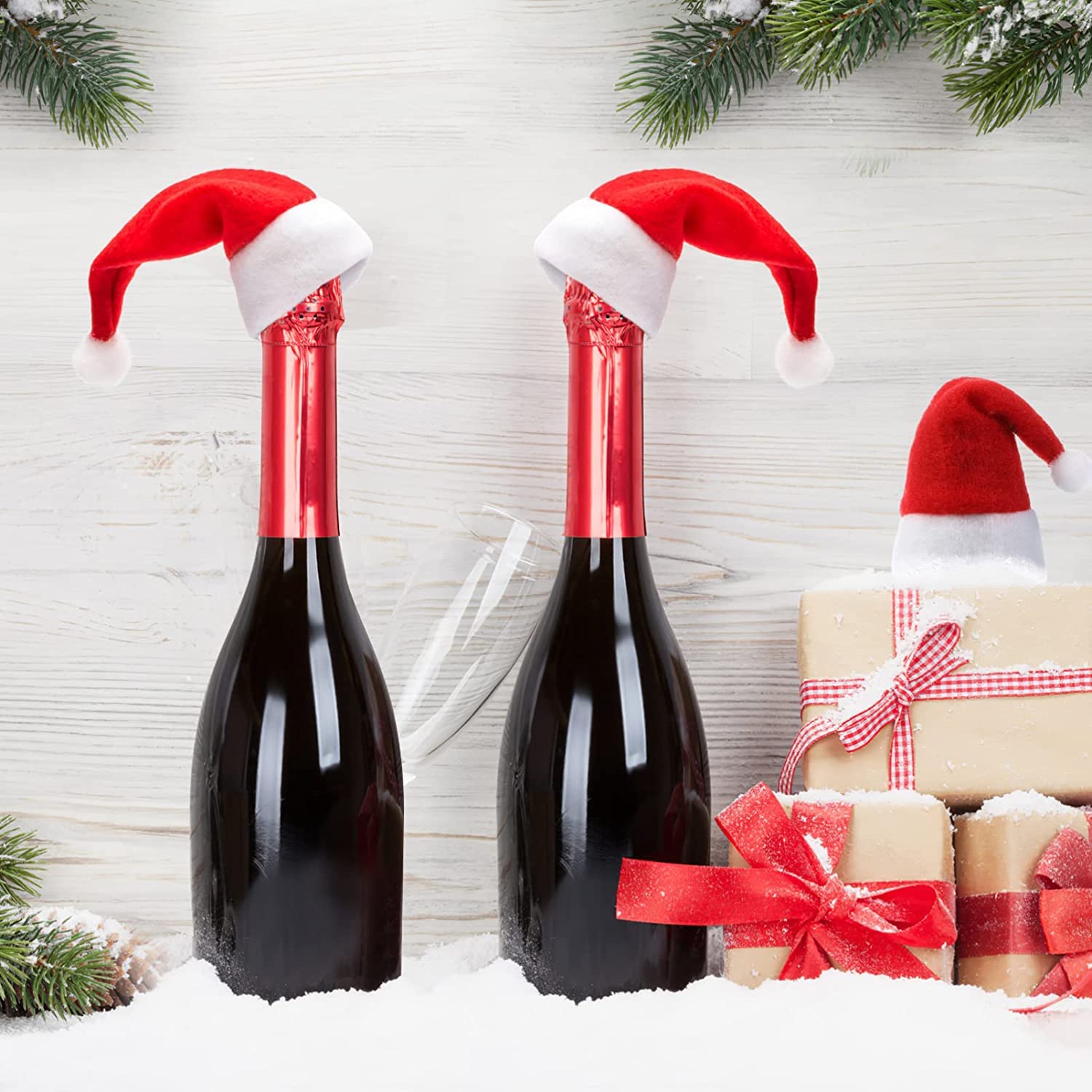 Christmas Santa Hats Silverware Holders, Tableware Holders , Santa Hats Dinner Silverware Holders, Santa Claus Flatware Holder, Xmas Dinner Table Flatware Dinnerware Decorations Party Supplies
