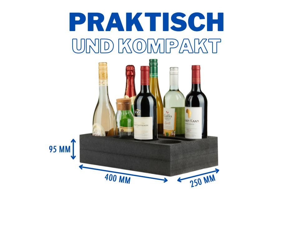 SCHAUMEX® - Foam Bottle Holder - Special Foam for Camping, Caravans, Motorhomes and Boats - Made in Germany - Space for 8 Bottles/Drinks