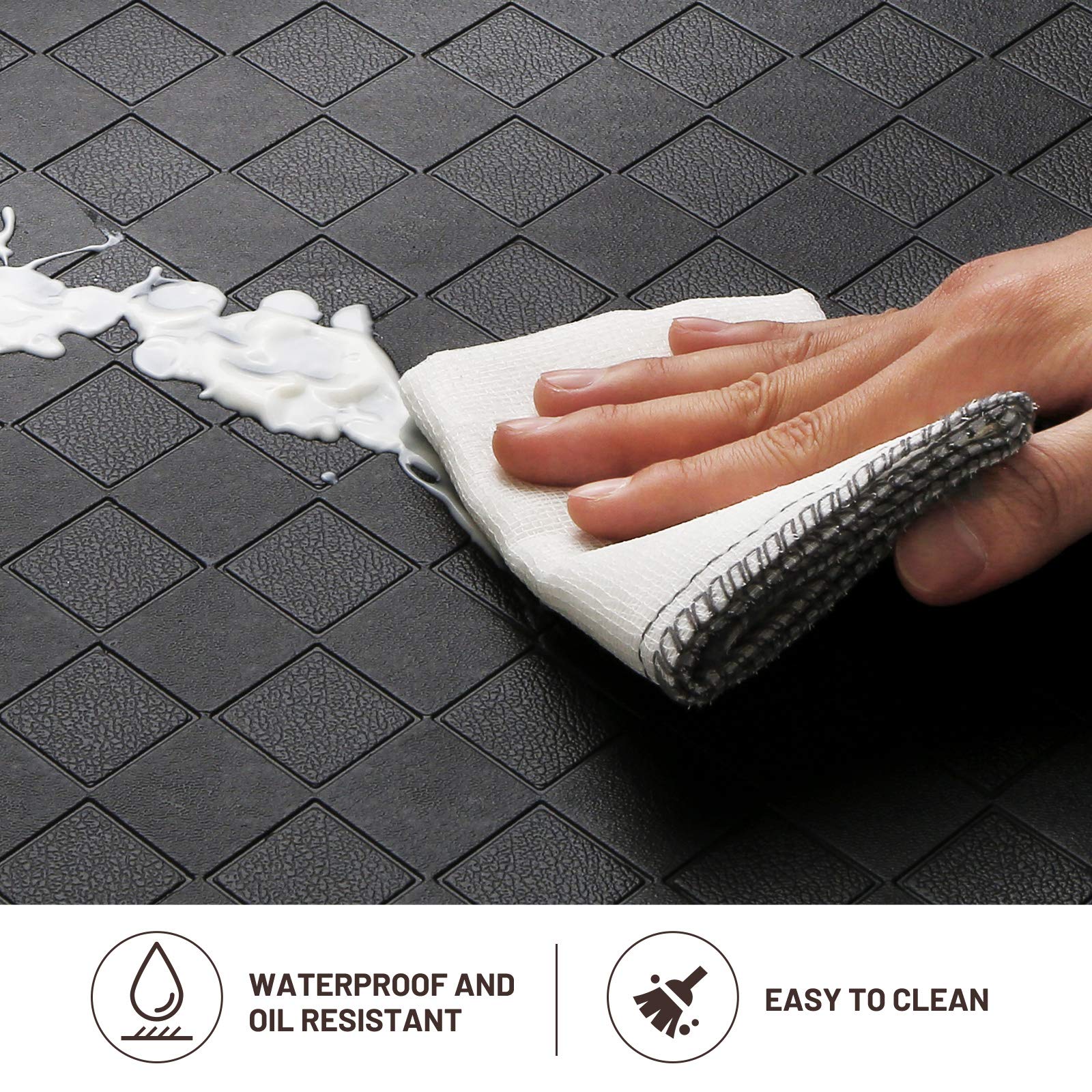 HappyTrends Kitchen Floor Mat Cushioned Anti-Fatigue Kitchen Rug,17.3"x28",Thick Waterproof Non-Slip Kitchen Mats and Rugs Heavy Duty Ergonomic Comfort Rug for Kitchen,Floor,Office,Sink,Laundry,Black