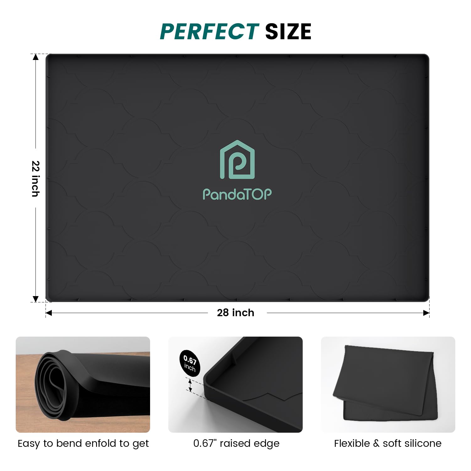 Under Sink Mat, 28" x 22" Silicone Kitchen Cabinet Tray, Waterproof & Flexible Under Sink Liner for Kitchen Bathroom and Laundry Room(Beige)