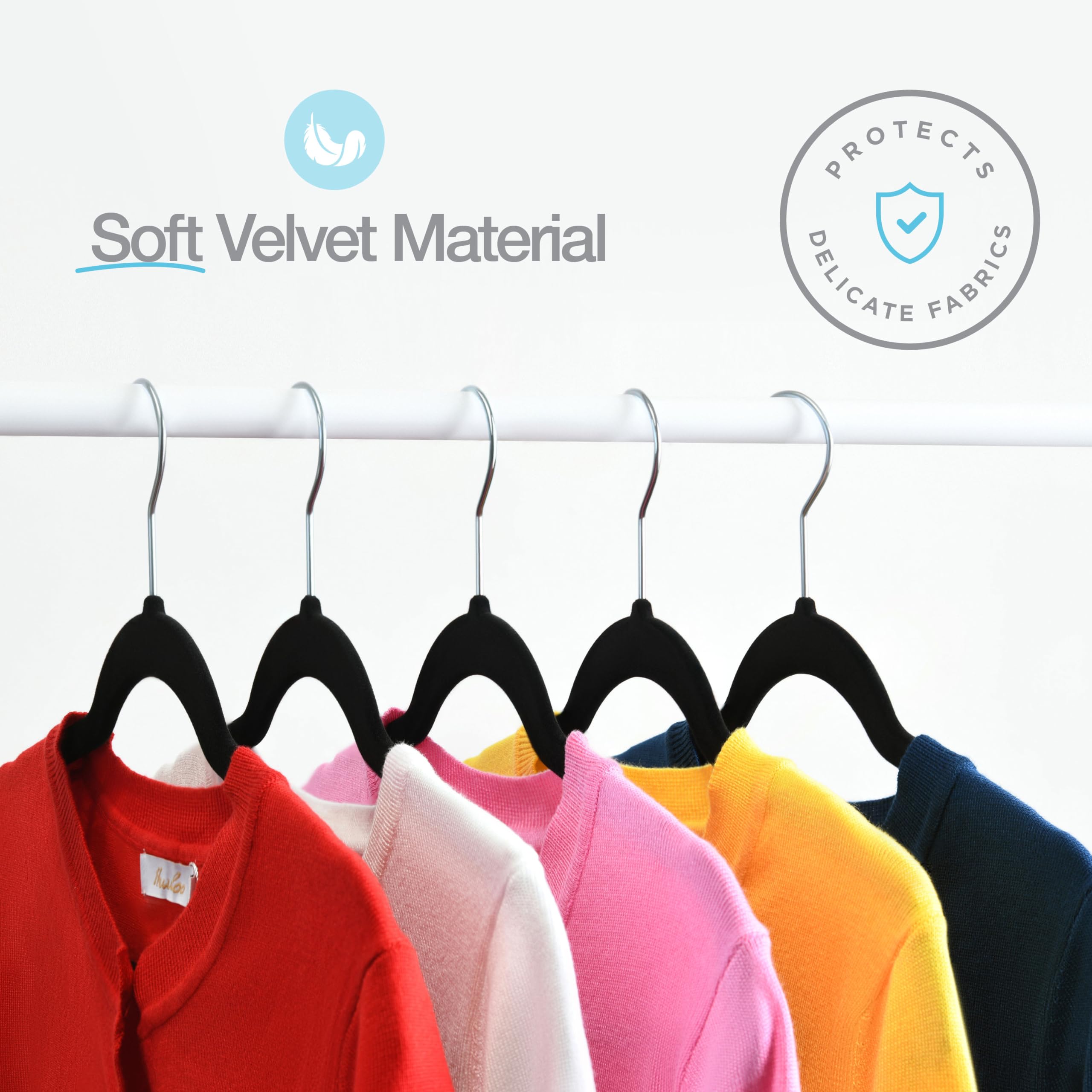 Home-it Premium Velvet Hangers Heavy Duty Clothes Hook Swivel 360-Ultra Thin, (50 Pack)