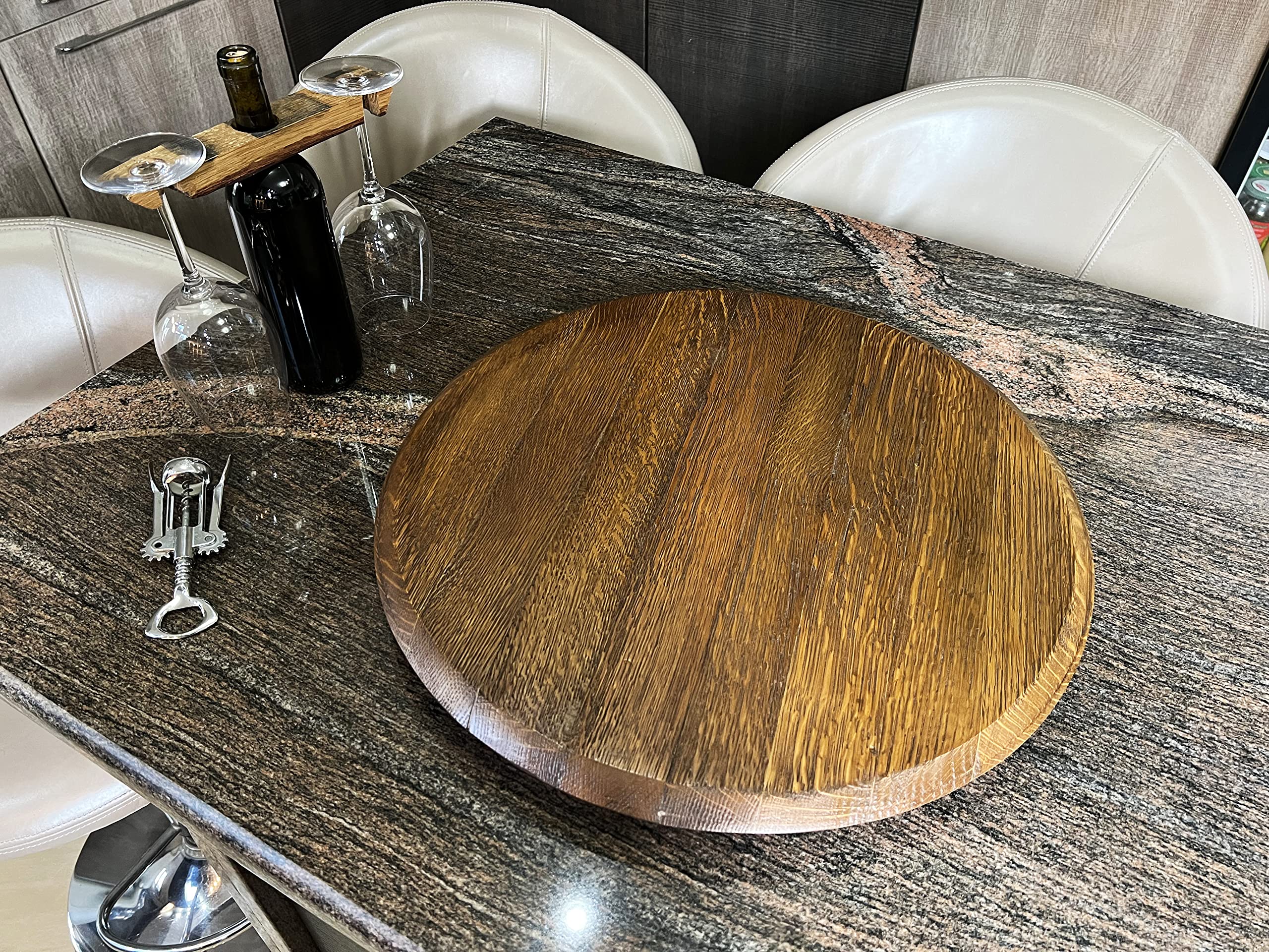 Bordeaux-Barrel Rotating Lazy Susan Server 22"