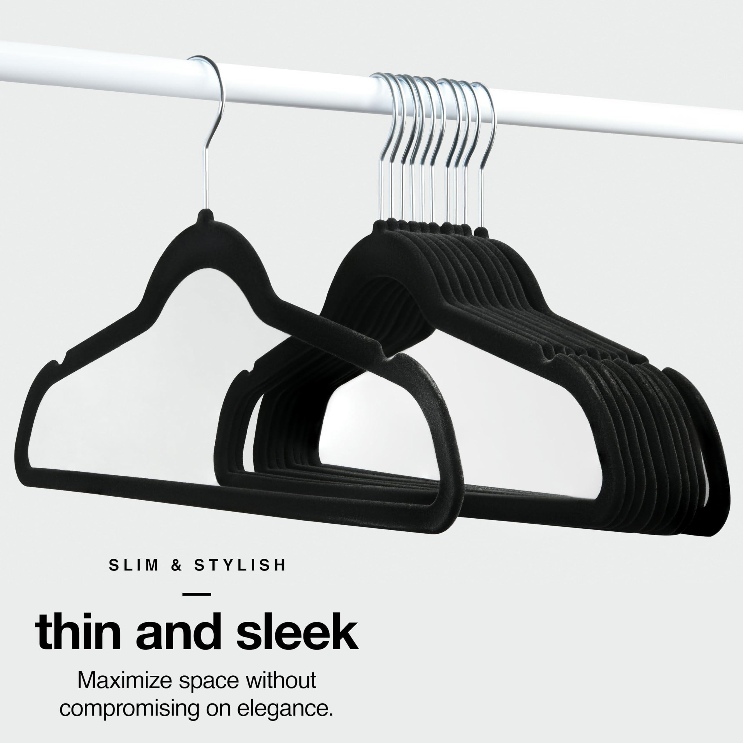 Home-it Premium Velvet Hangers Heavy Duty Clothes Hook Swivel 360-Ultra Thin, (50 Pack)