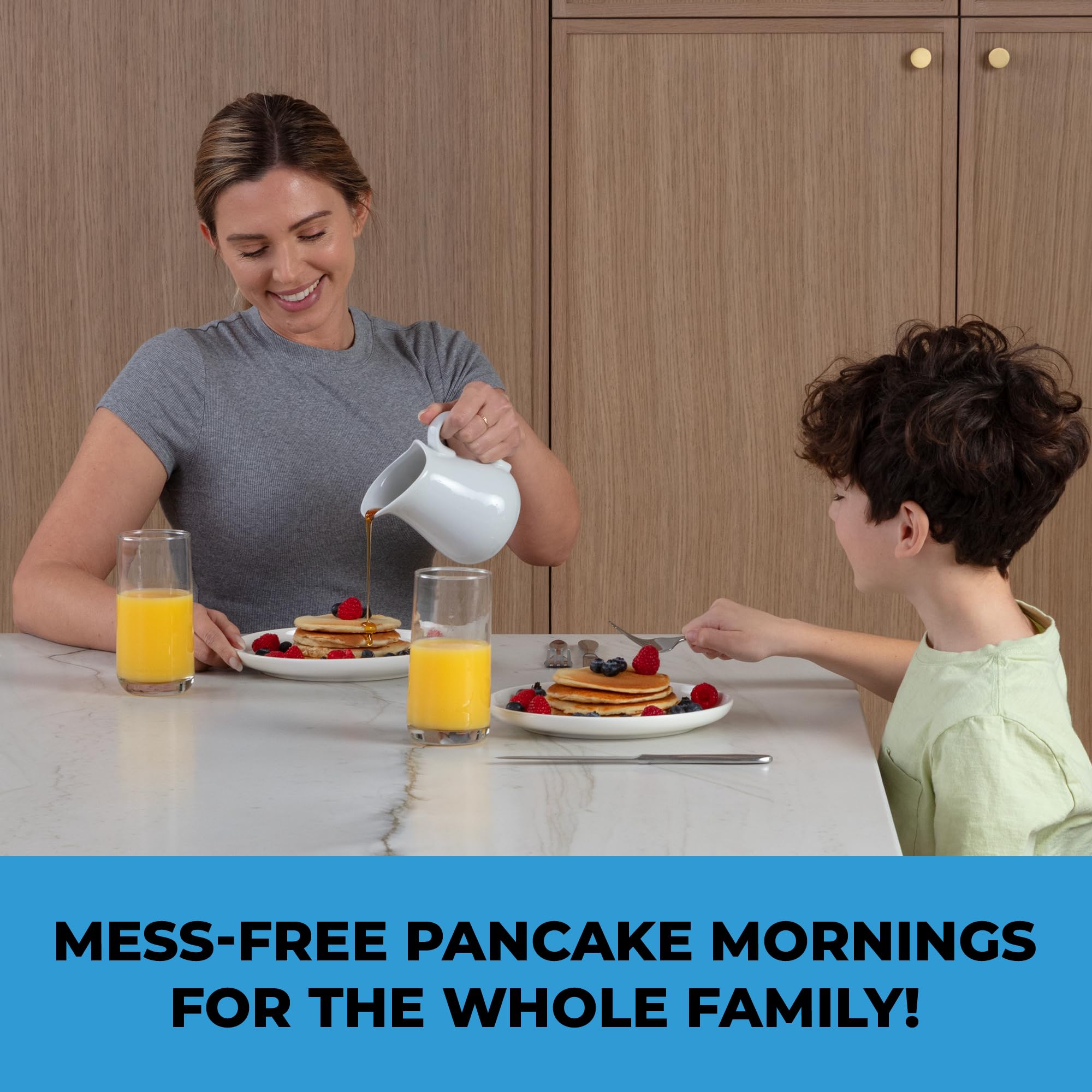 KPKitchen Pancake Batter Dispenser - Kitchen Must Have Tool for Perfect Pancakes, Cupcake, Waffle, Muffin Mix, Crepe & Cake - Easy Pour Baking Supplies for Griddle - Pancake Maker with Measuring Label