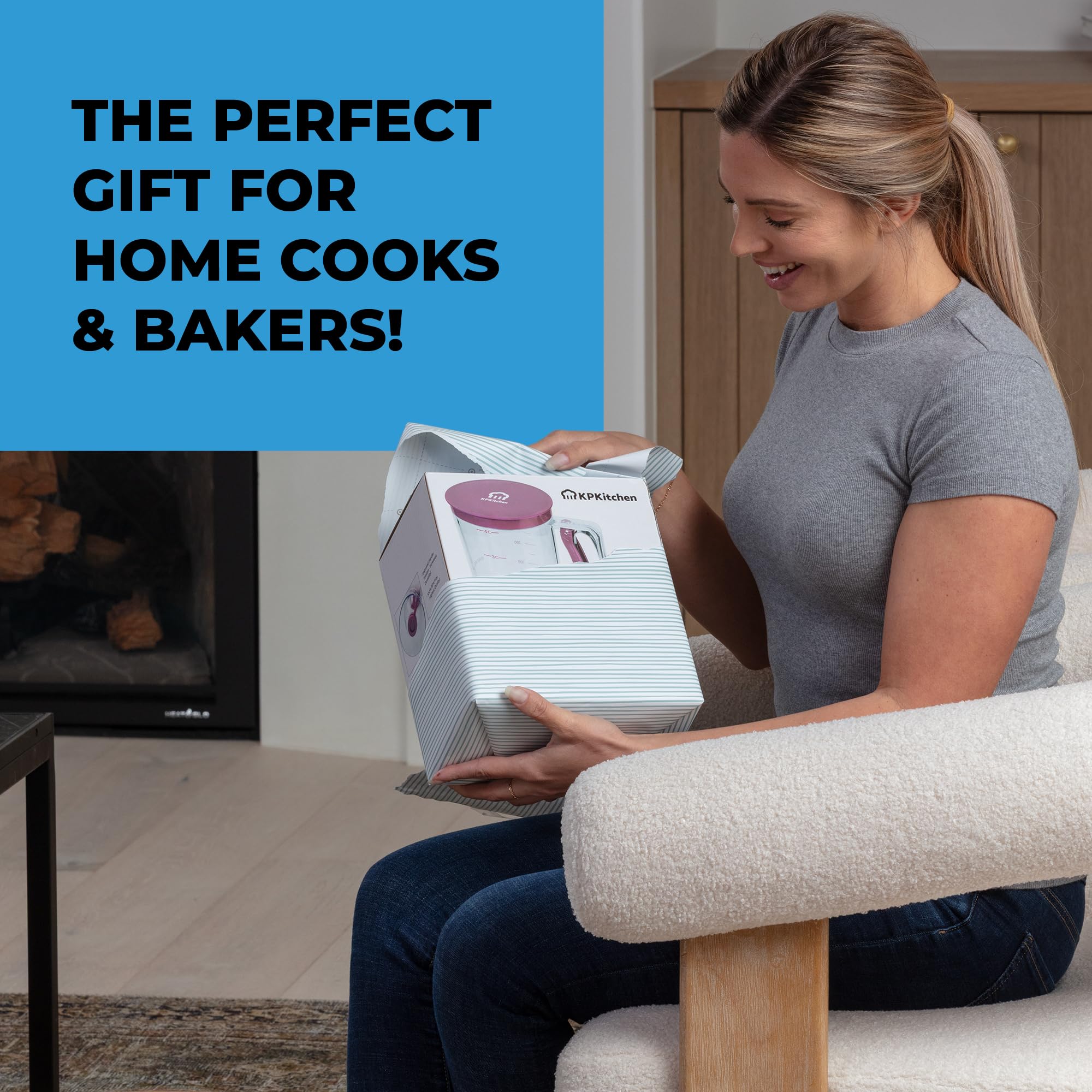 KPKitchen Pancake Batter Dispenser - Kitchen Must Have Tool for Perfect Pancakes, Cupcake, Waffle, Muffin Mix, Crepe & Cake - Easy Pour Baking Supplies for Griddle - Pancake Maker with Measuring Label