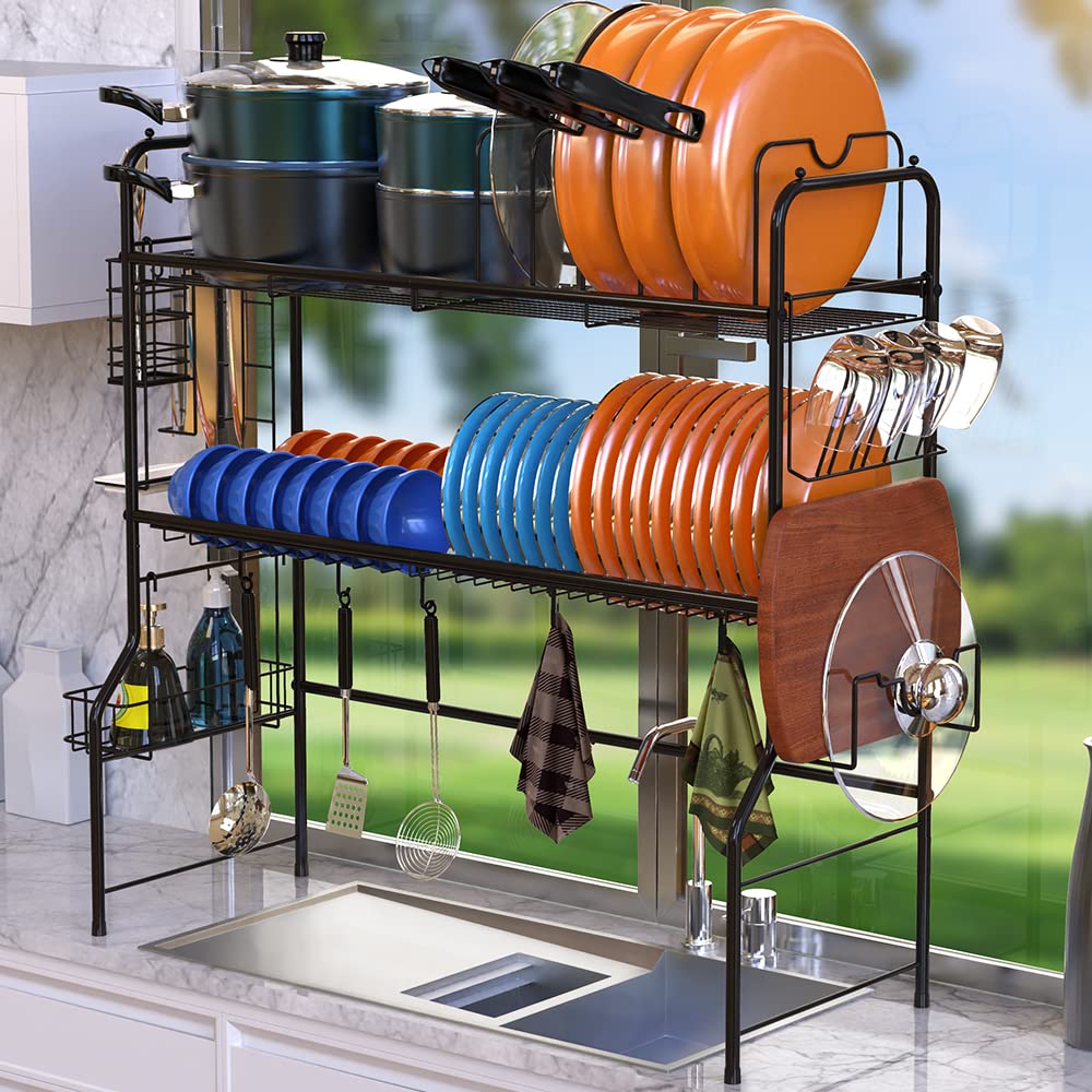 Auledio Over The Sink Dish Drying Rack 2 Tier Organizer Shelf,Bronze