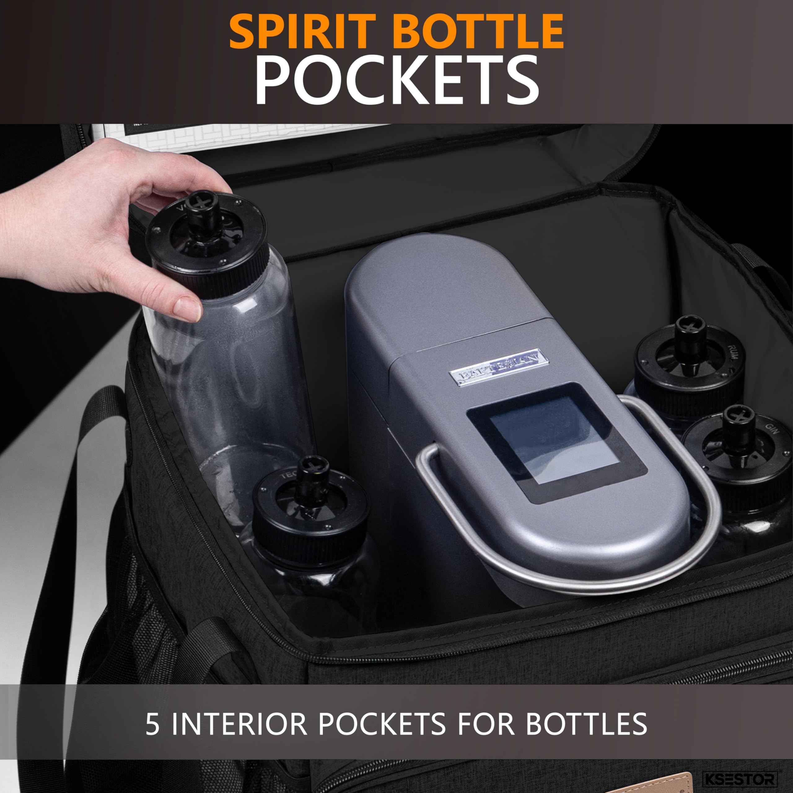 Ksestor Travel Bag for Bartesian Cocktail Machine Insulated Travel Carrier for Bartesian with Easy to Clean Lining - Pockets to Store Bartesian Cocktail Capsules - Black