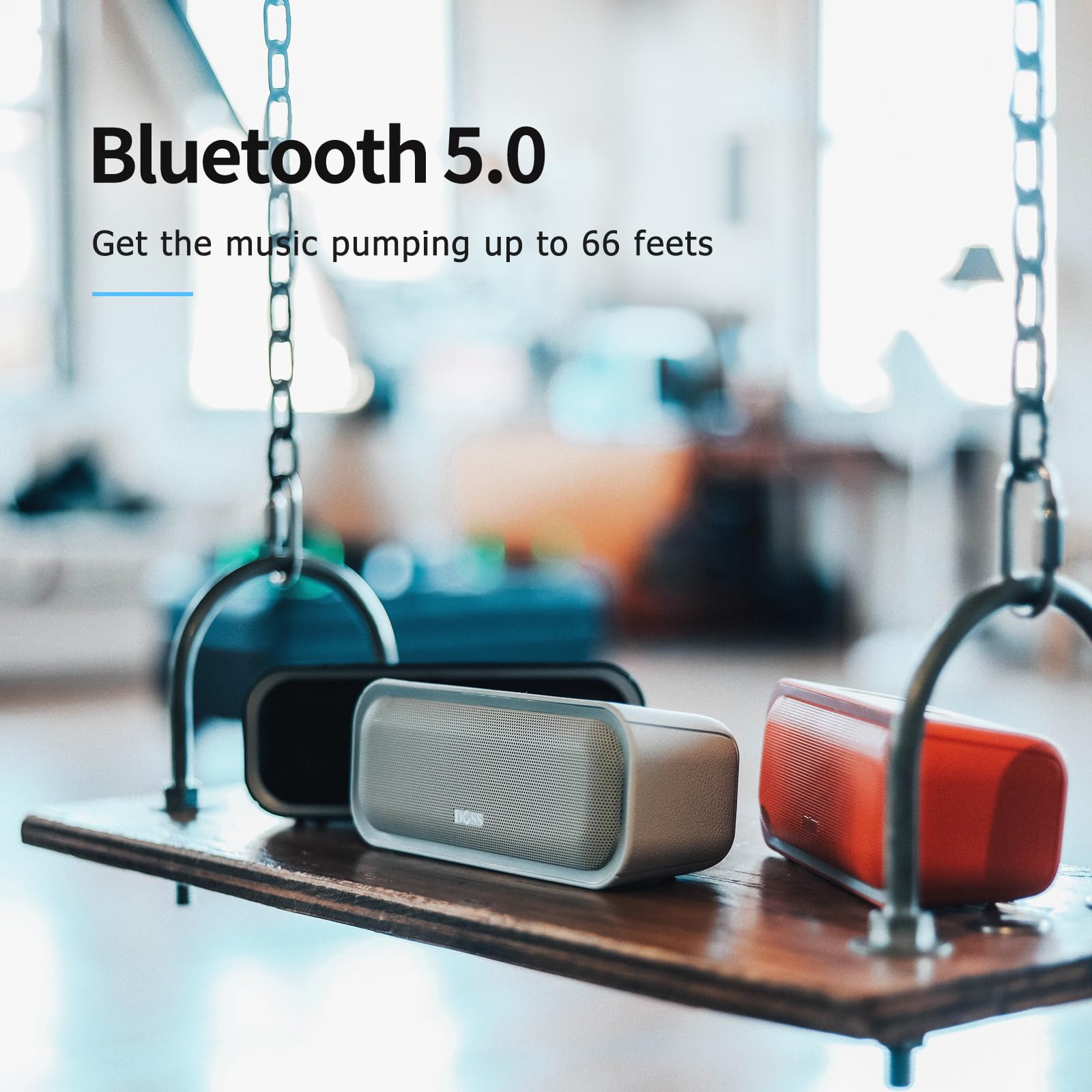DOSS Bluetooth Speaker, SoundBox Pro Portable Wireless Speaker with 20W Stereo Sound, Active Extra Bass, IPX5 Waterproof, Wireless Stereo Pairing, Multi-Colors Lights, 20 Hrs Playtime -Black