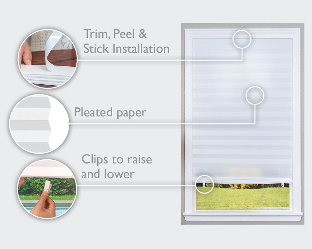 Redi Shade No Tools Original Light Filtering Pleated Paper Shade White, 36 in x 72 in, 6 Pack