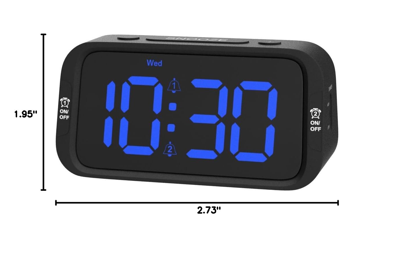 Odokee Digital Dual Alarm Clock for Bedroom, Easy to Set, 0-100% Dimmer, USB Charger, 5 Sounds Adjustable Volume, Weekday/Weekend Mode, Snooze, 12/24Hr, Battery Backup, Compact Clock for Bedside(Blue)