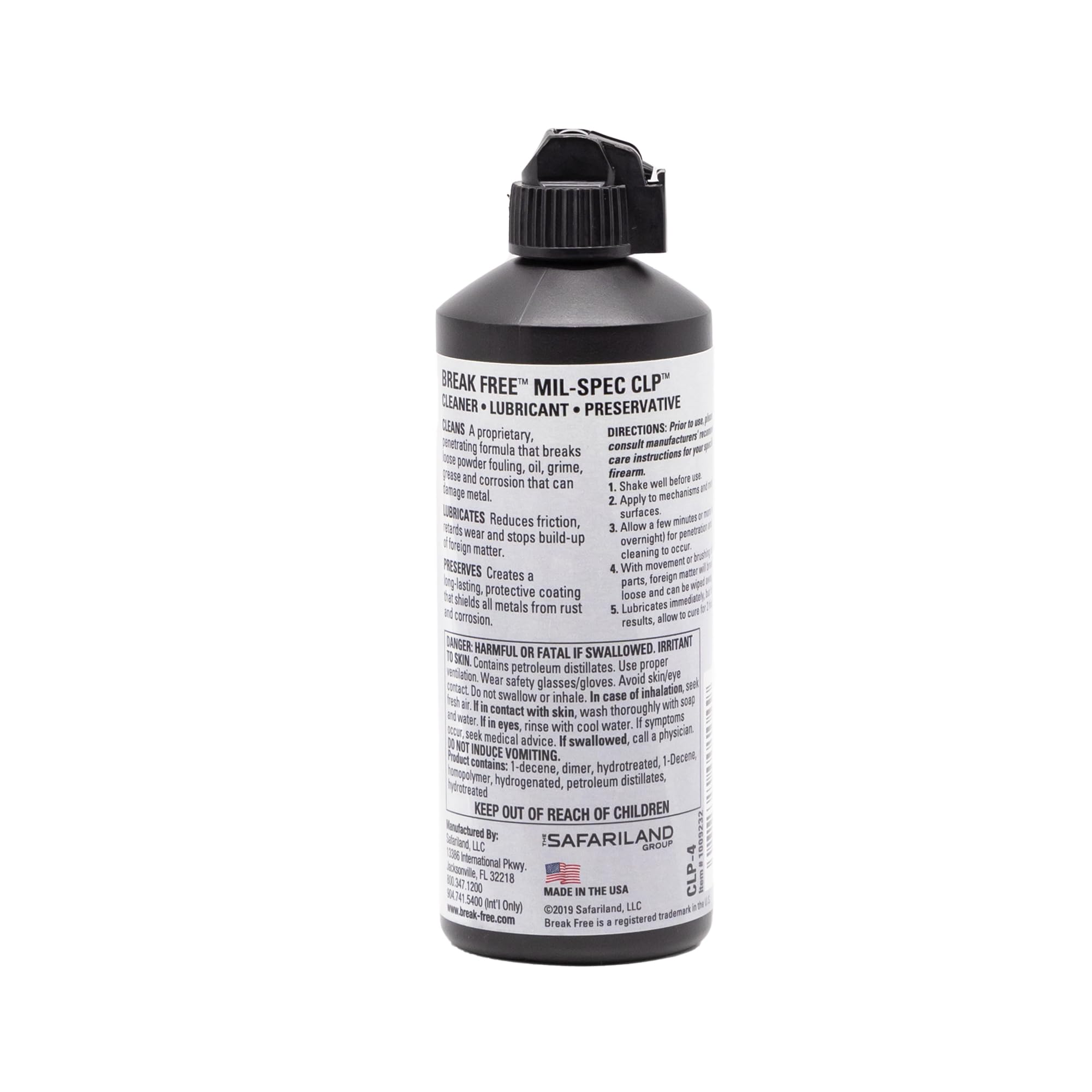 BREAK FREE CLP Cleaner Lubricant and Preservative All in One Gun Cleaner, Squeeze Bottle, Synthetic Oil, 4 ounce