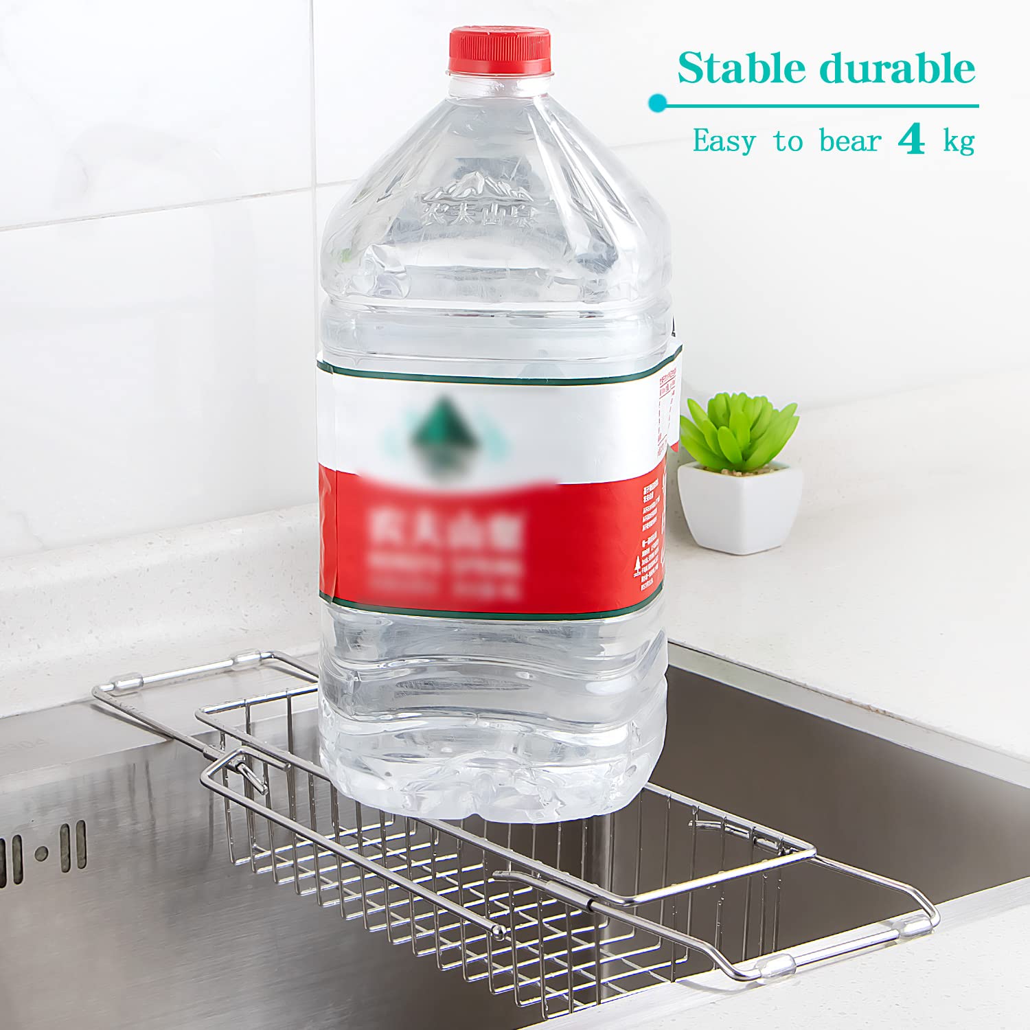 YQh Kitchen Sponge Holder, Sink Caddy,Sink Storage Rack Holder Adjustable,Over Sink Expandable(11.8''-18.9'') Brush Soap Storage Rack,Rust Proof Water Proof, No Drilling- Stainless Steel