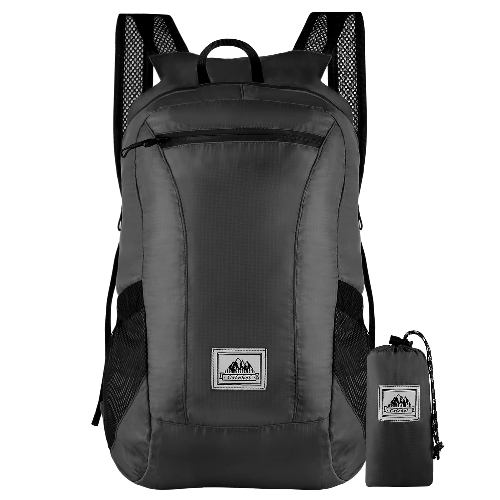 Cslehel Hiking Backpack,Lightweight Water Resistant Daypack, Foldable Camping Hiking Travel Sports Bag for Men Women (black)
