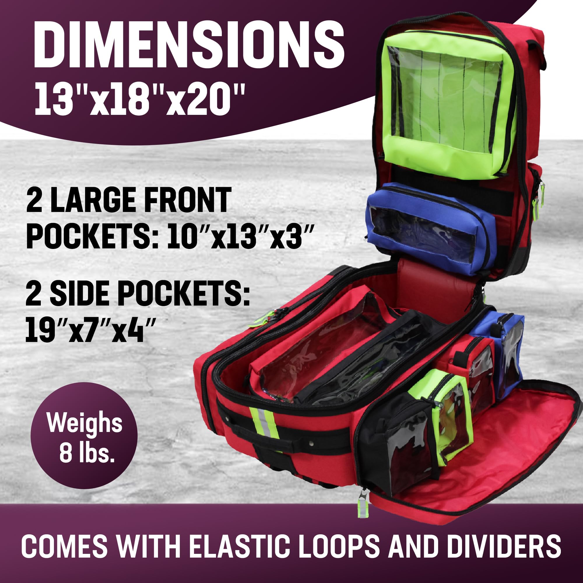 Ultimate EMS Backpack Has place for 'D' O2 Cylinder (not included)