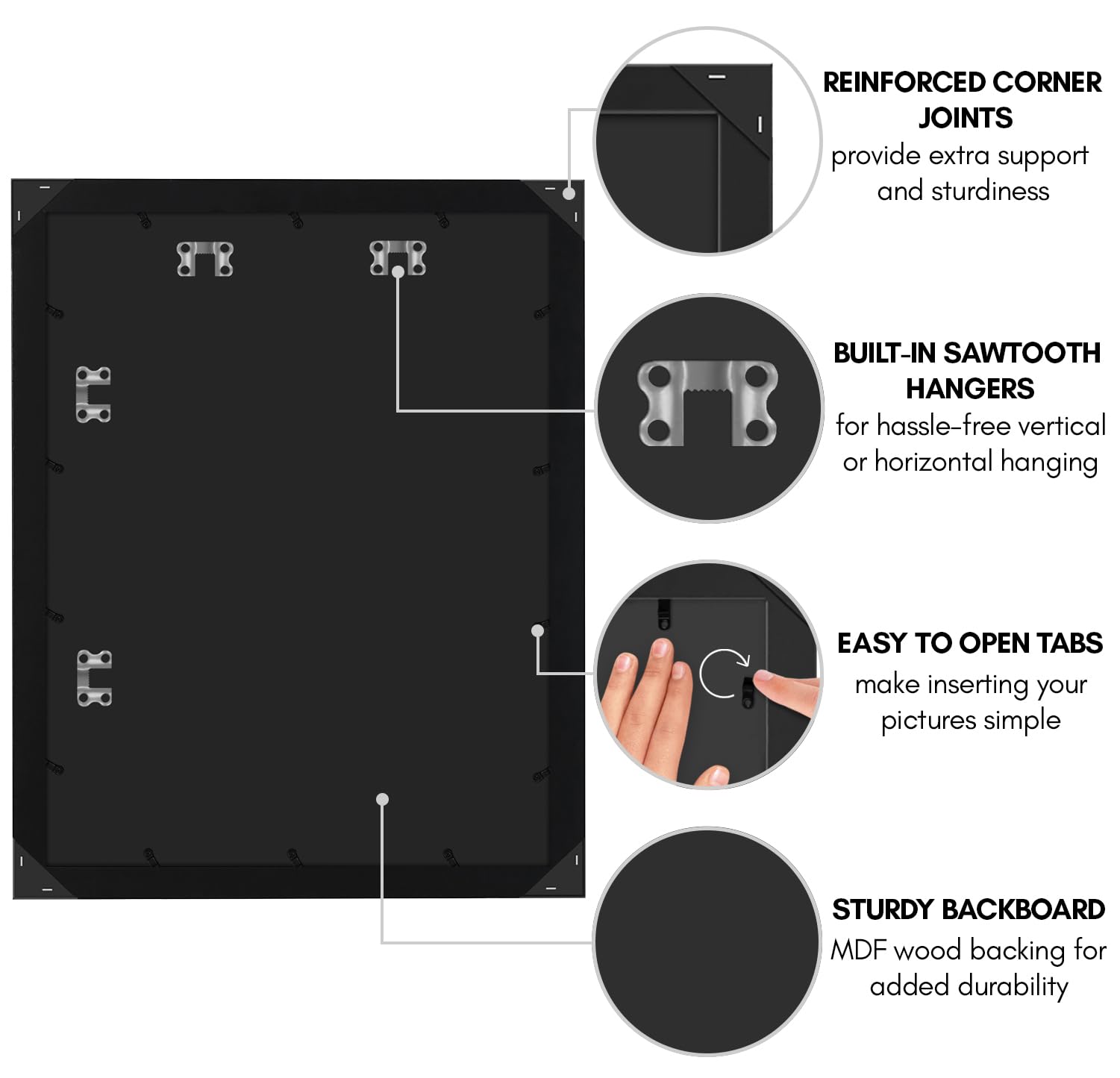 Americanflat 18x24 Poster Frame in Black - Composite Wood with Polished Plexiglass - Horizontal and Vertical Formats for Wall with Included Hanging Hardware