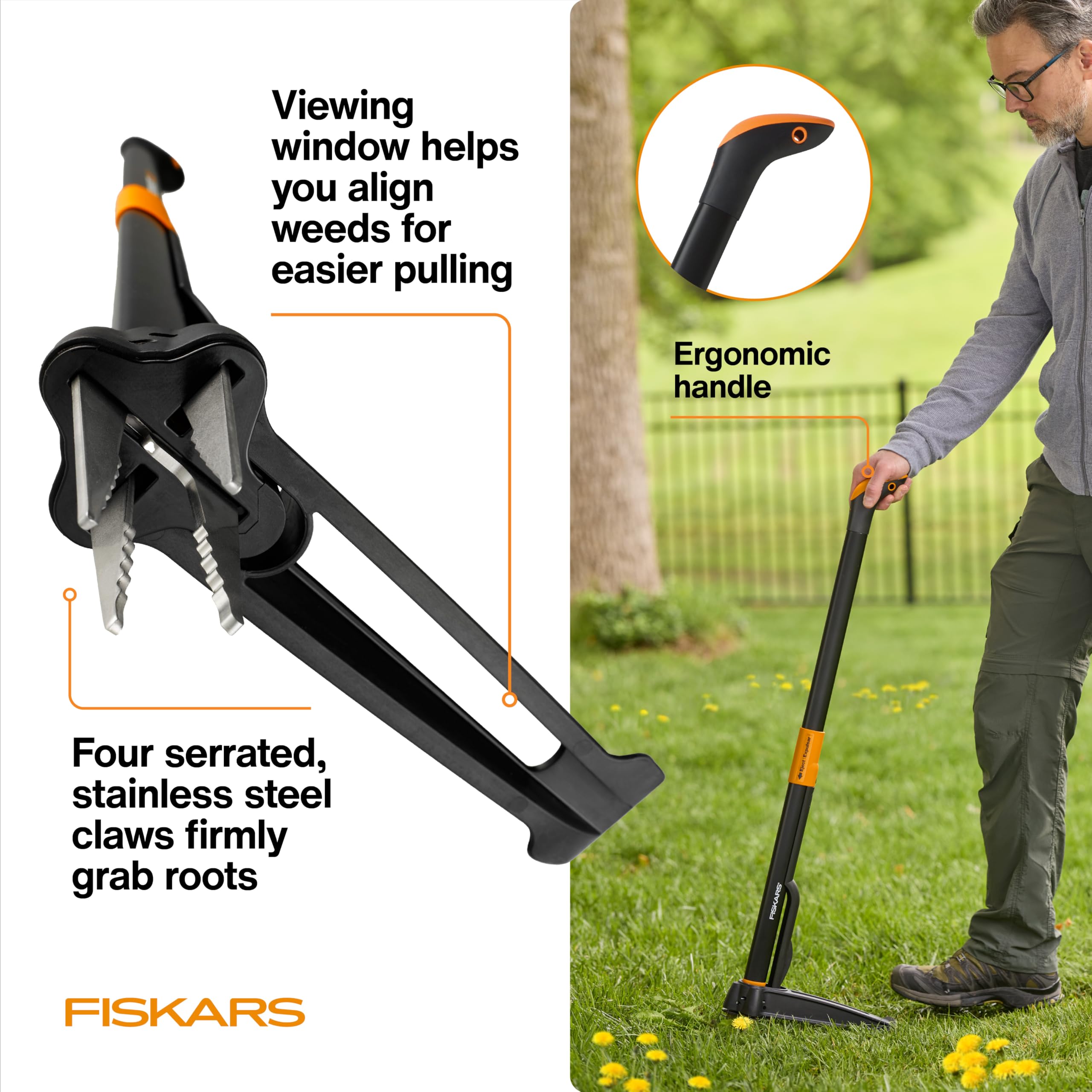 Fiskars 339950-1002 4-Claw Weeder, 39 Inch