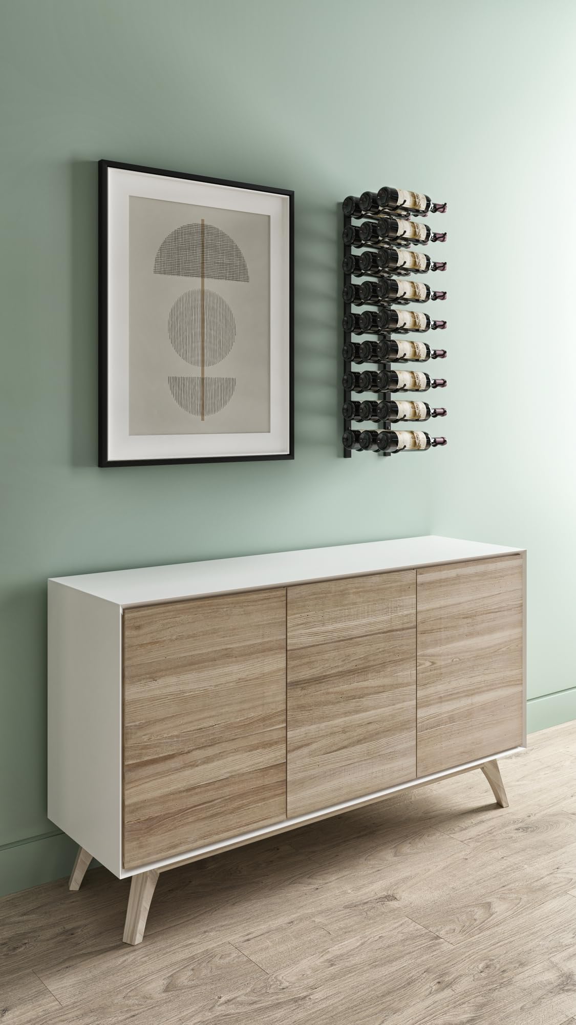 VintageView W Series (3 Ft) - 27 Bottle Wall Mounted Wine Rack (Satin Black) Stylish Modern Wine Storage with Label Forward Design