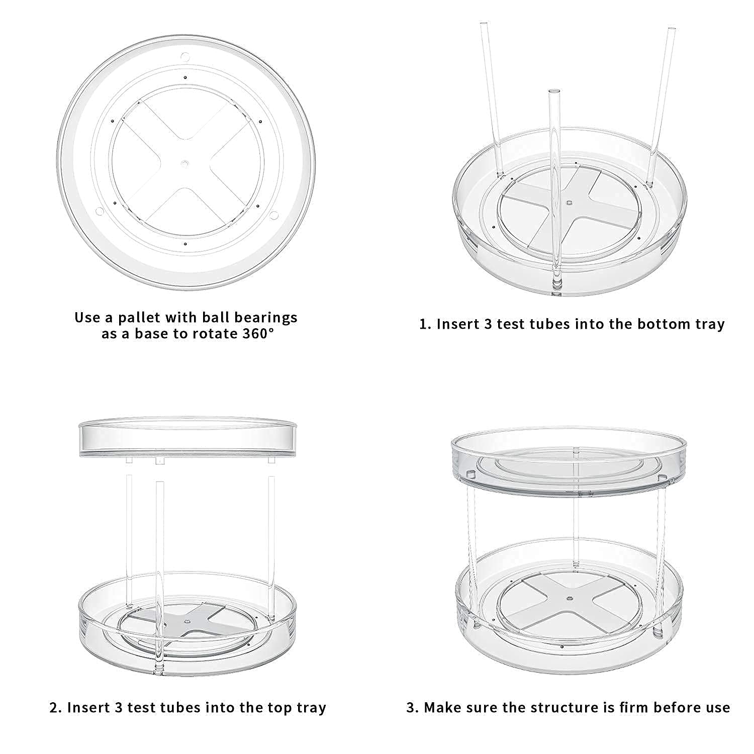 VAEHOLD 2 Tier Lazy Susan Turntable Spice Rack Organizer for Kitchen Cabinet, Farmhouse Tiered Tray Decorative Trays for Fruit, Snacks - Organizer for Cupboard, Pantry, Bathroom, Table