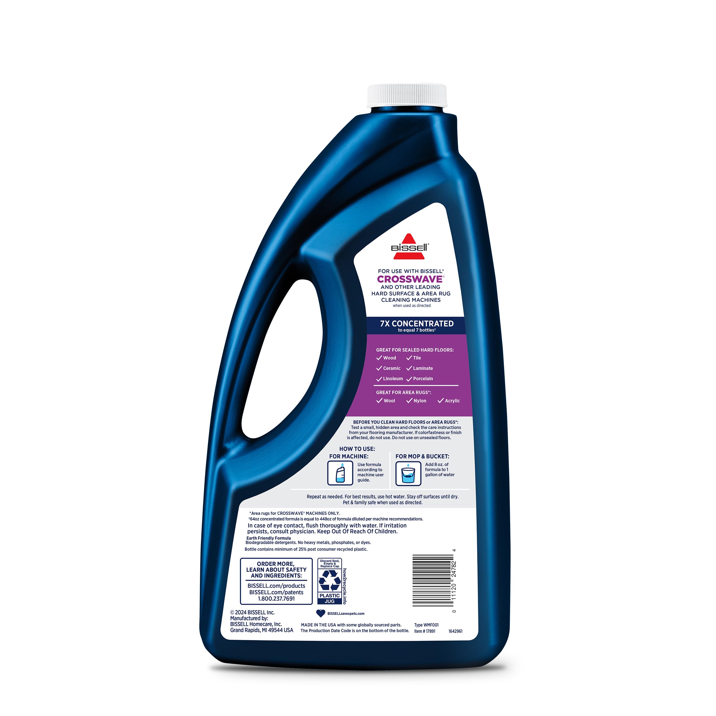 BISSELL, 17891 MultiSurface Floor Cleaning Formula-Crosswave and Spinwave (64 oz), 64 Ounce, 64 Fl Oz