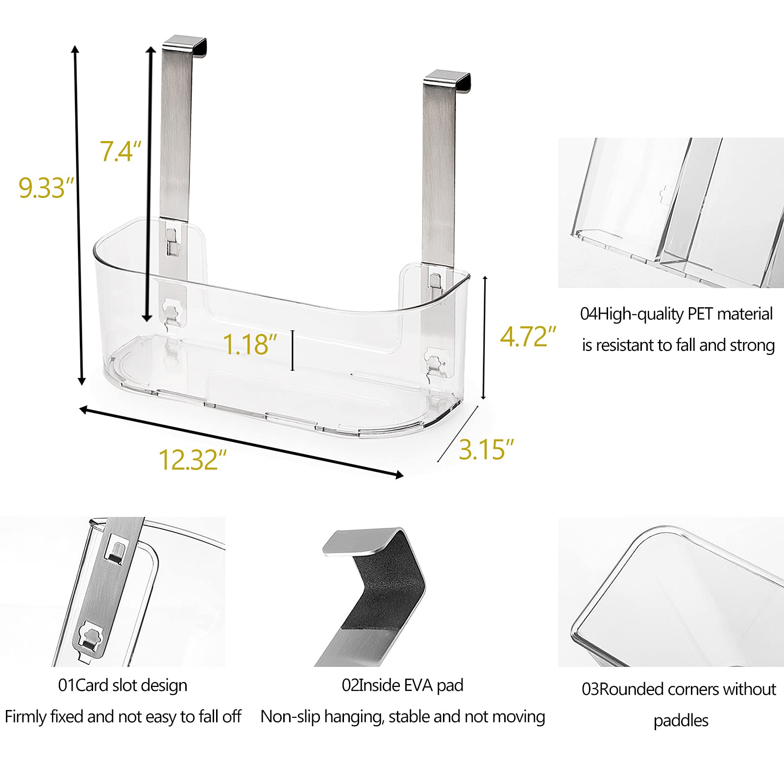 YSJYBLDS Cabinet Door Organizer Plastic Clear Cabinet Storage for Kitchen Restaurant Bathroom Hang Outside or Inside Over The Door Pantry Organizer
