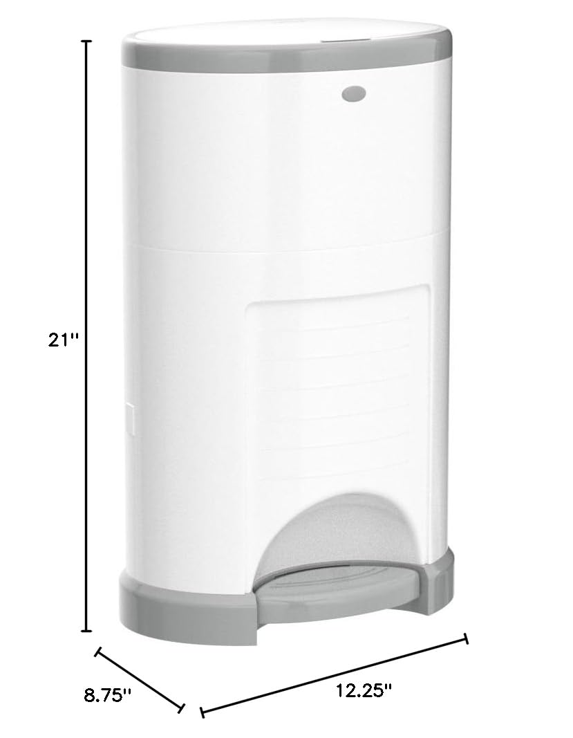 Dekor Classic Hands-Free Diaper Pail | White | Easiest to Use | Just Step – Drop – Done | Doesn’t Absorb Odors | 20 Second Bag Change | Most Economical Refill System