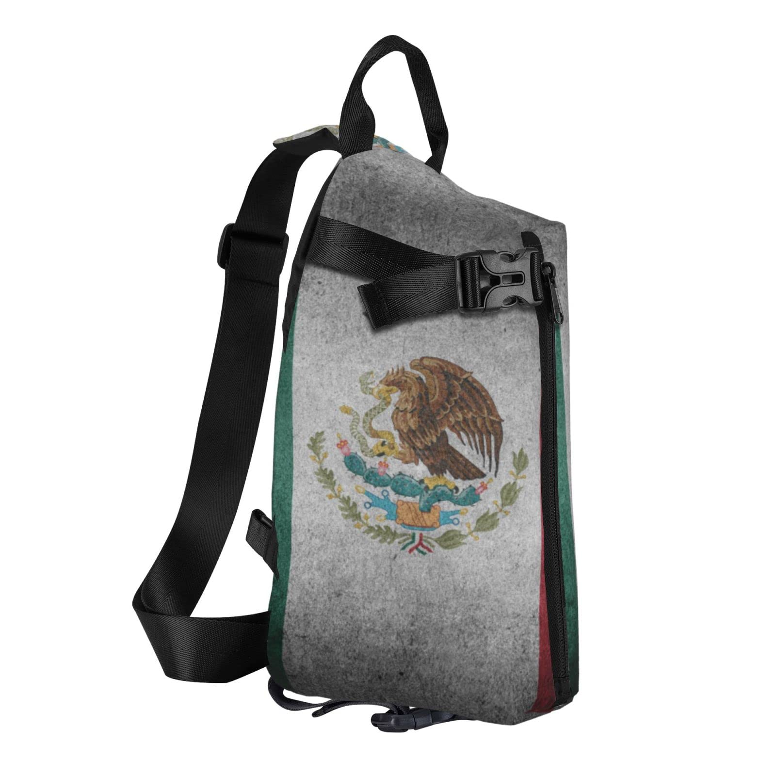Ykklima Mexico Flag Pattern Sling Backpack Rope Crossbody Shoulder Bag for Men Women Travel Hiking Outdoor Daypack